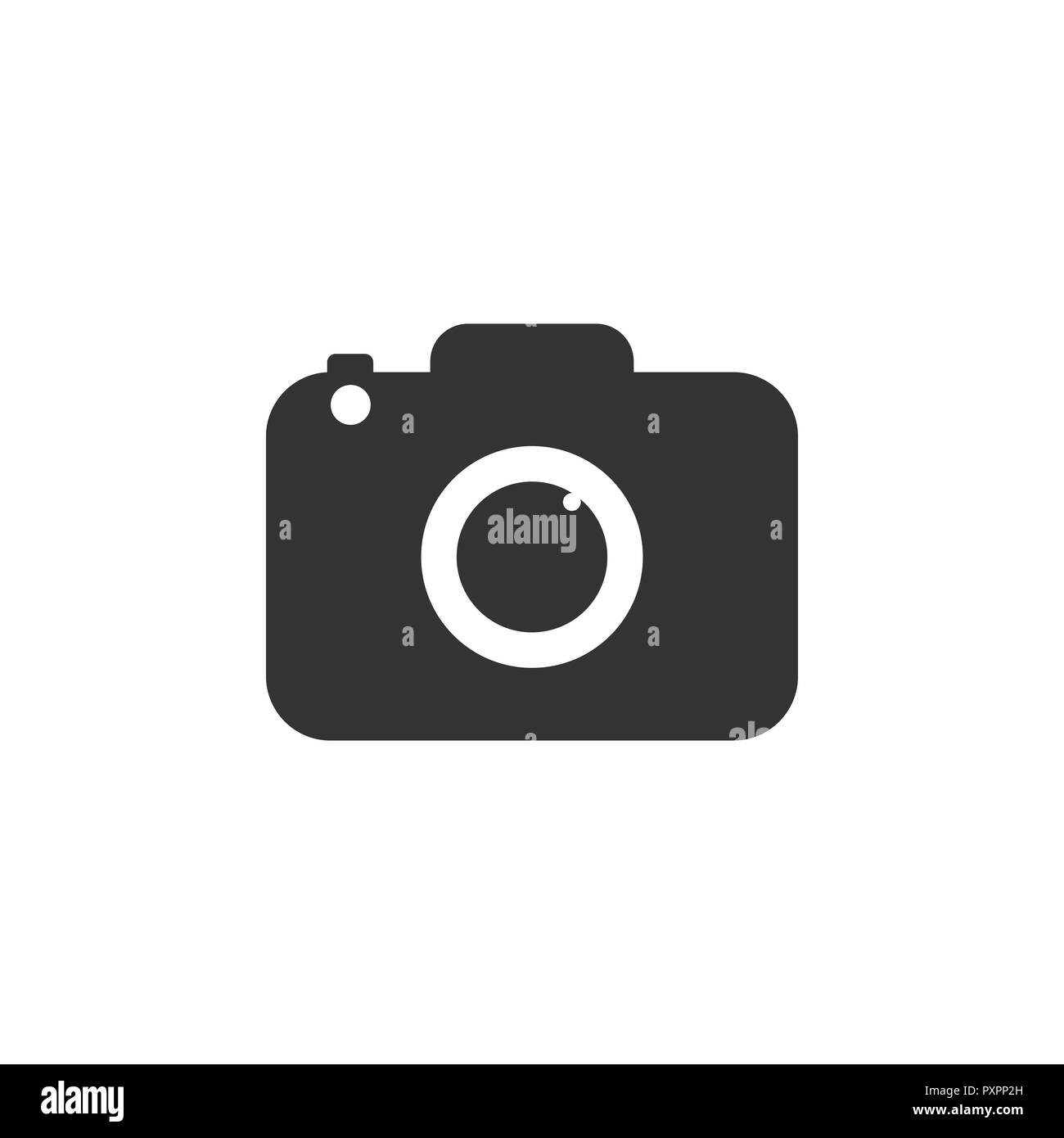 Camera icon. Flat design. Vector illustration. Grey on white Stock ...
