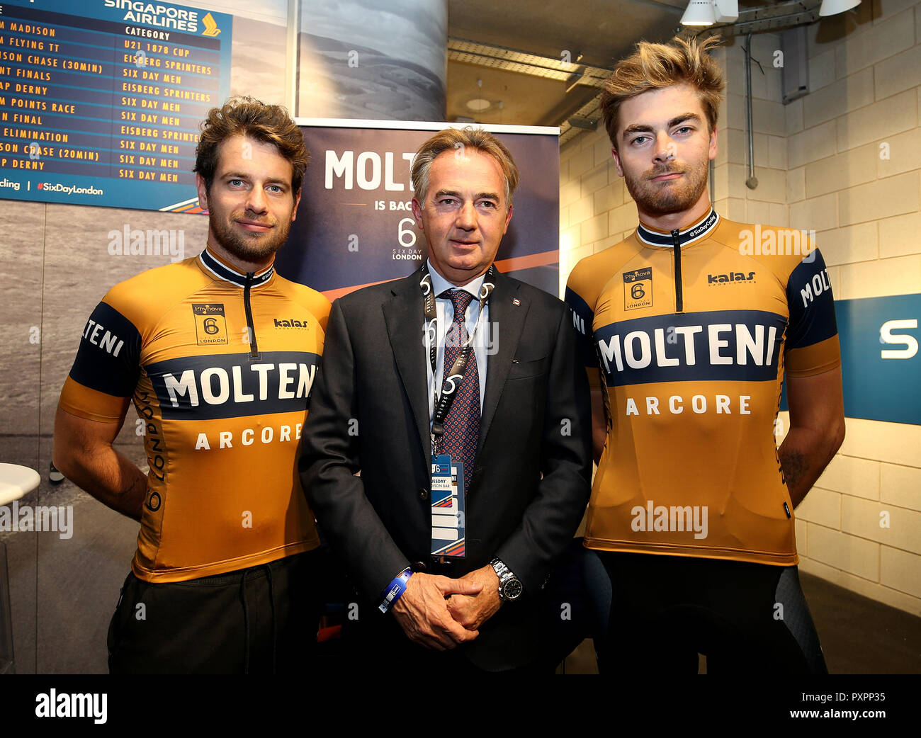Mario Molteni poses with Adam Blythe (left) Jon Dibben (right) after ...
