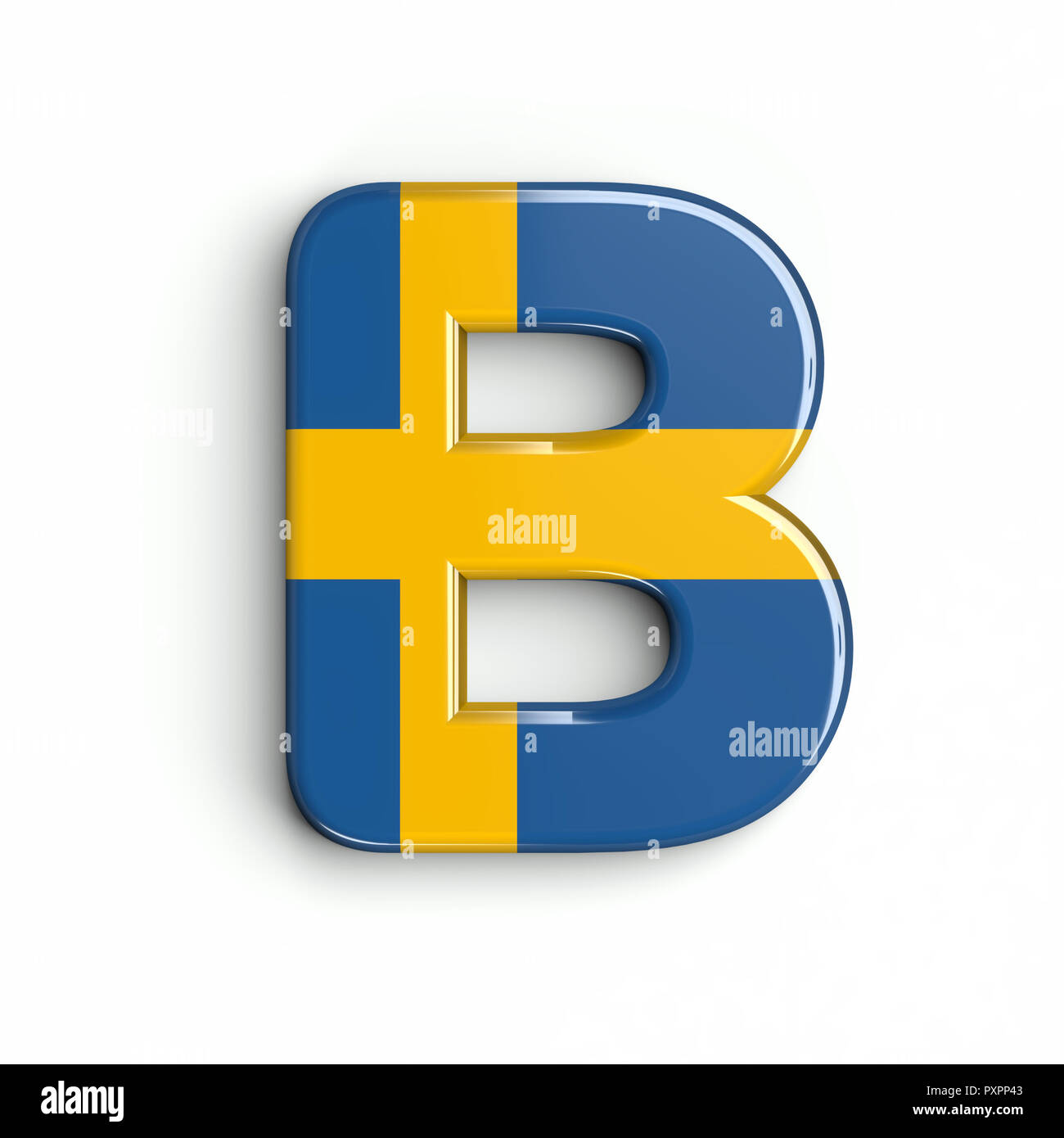 Sweden flag letter B - Capital 3d swedish font isolated on white ...