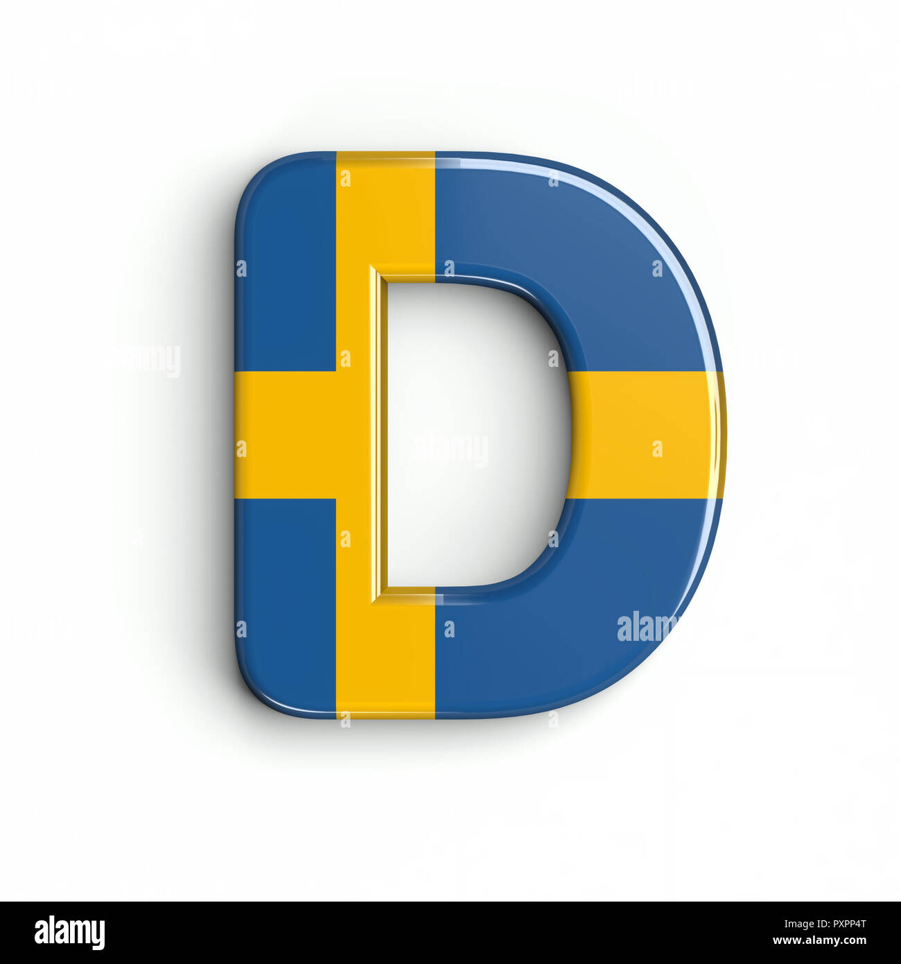 Sweden flag letter D - Capital 3d swedish font isolated on white ...