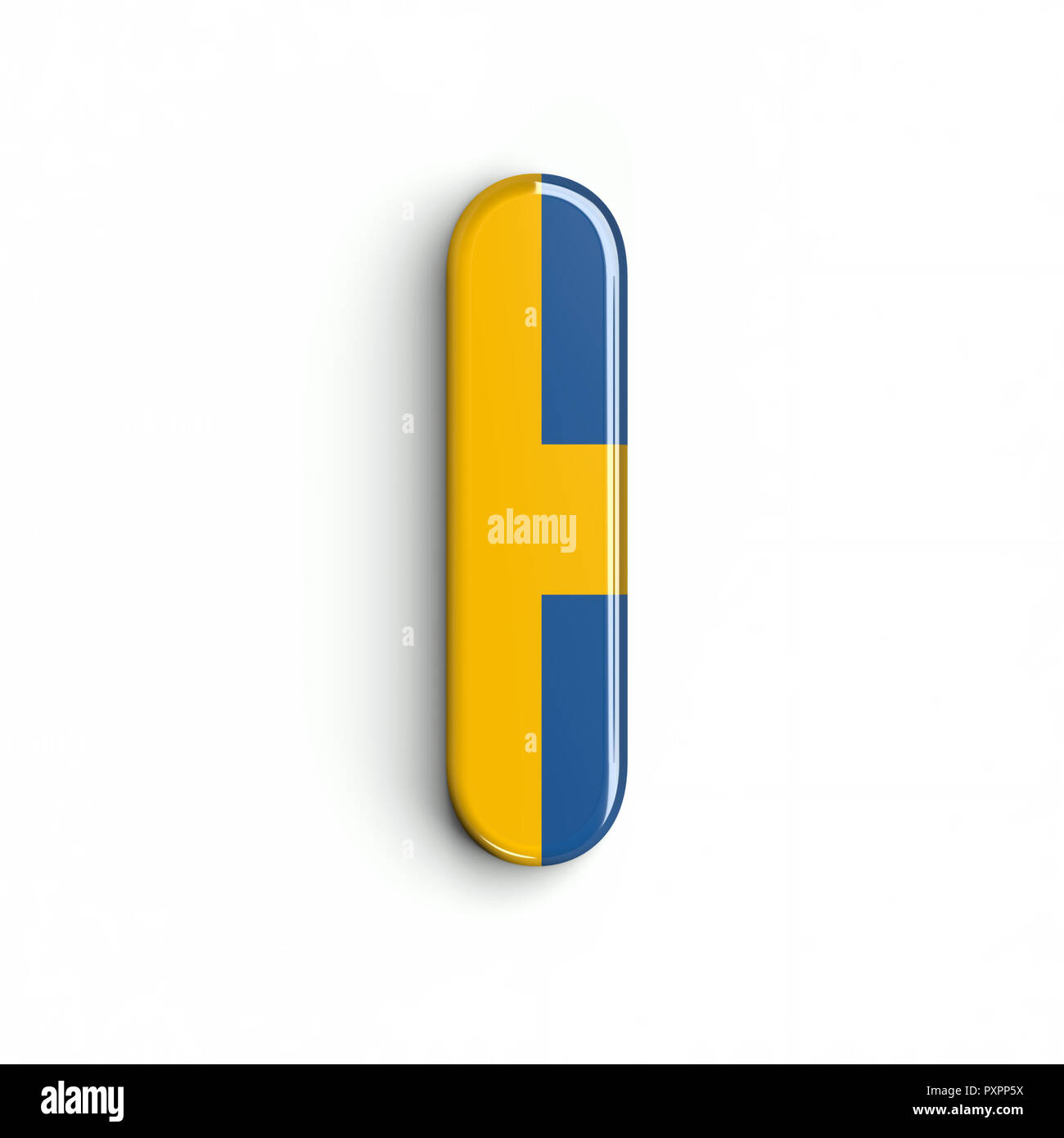 Sweden flag letter I - Uppercase 3d swedish font isolated on white ...