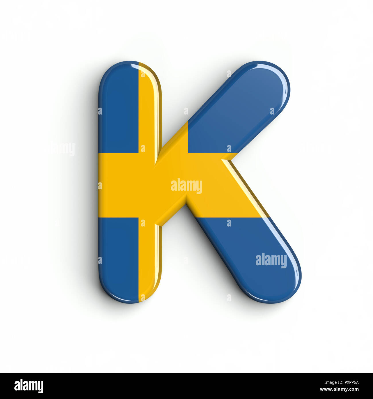 Sweden flag letter K - Uppercase 3d swedish font isolated on white ...