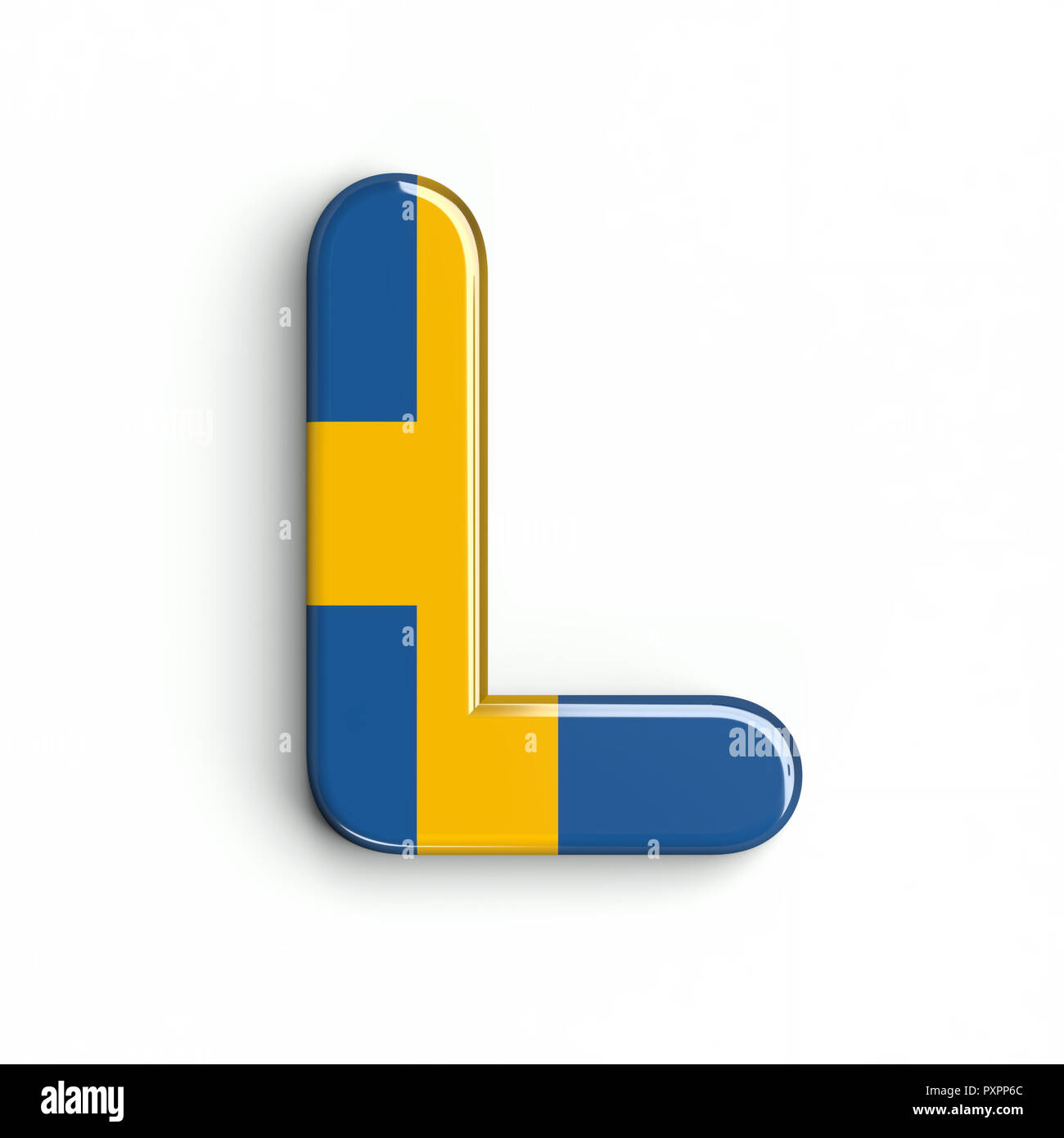 Sweden flag letter L - Capital 3d swedish font isolated on white ...