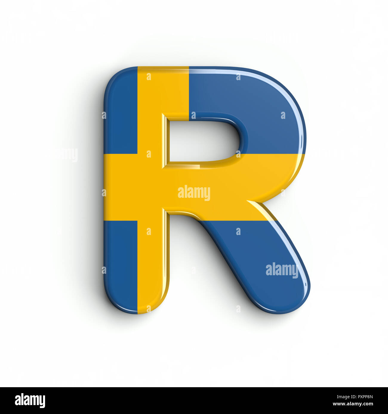 Sweden flag letter R - Uppercase 3d swedish font isolated on white ...