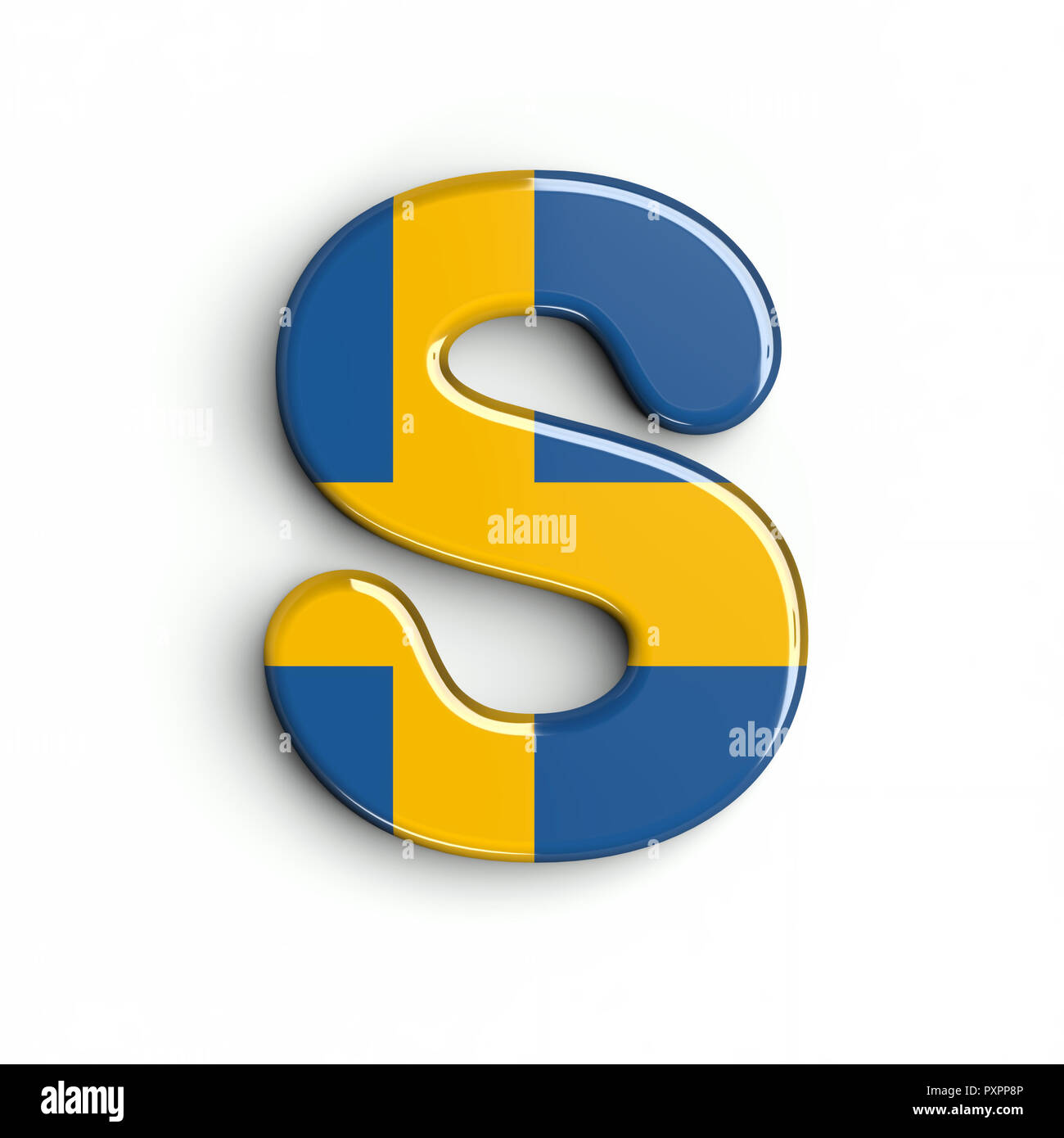 Sweden flag letter S - Uppercase 3d swedish font isolated on white ...