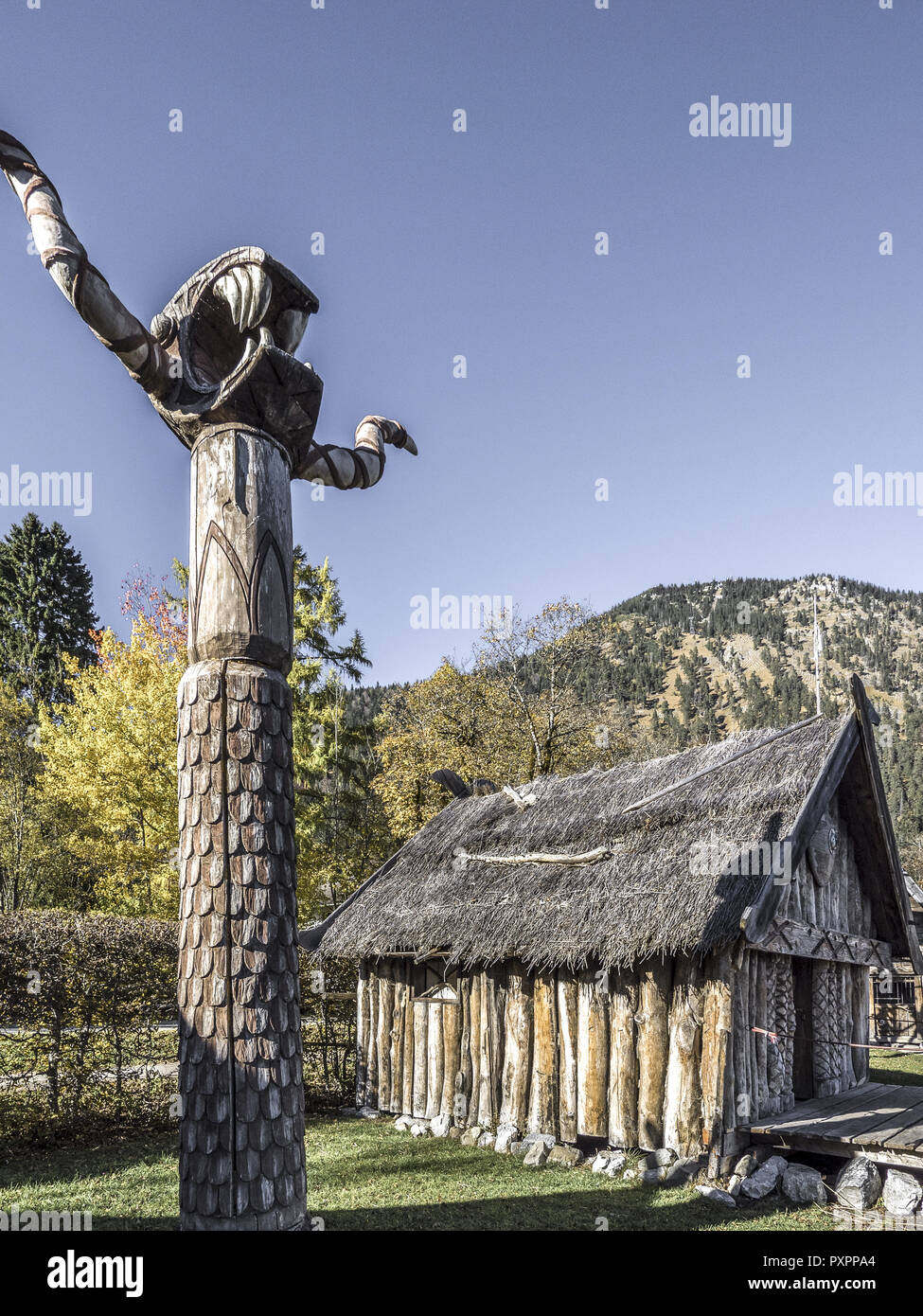 Flake Viking village, lake Walchensee, Bavaria, Germany Stock Photo - Alamy