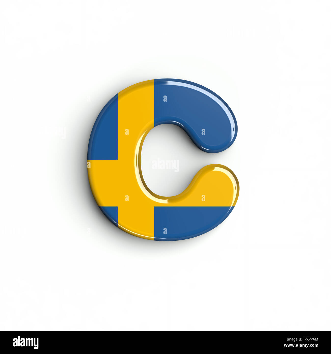 Sweden flag letter C - Small 3d swedish font isolated on white ...
