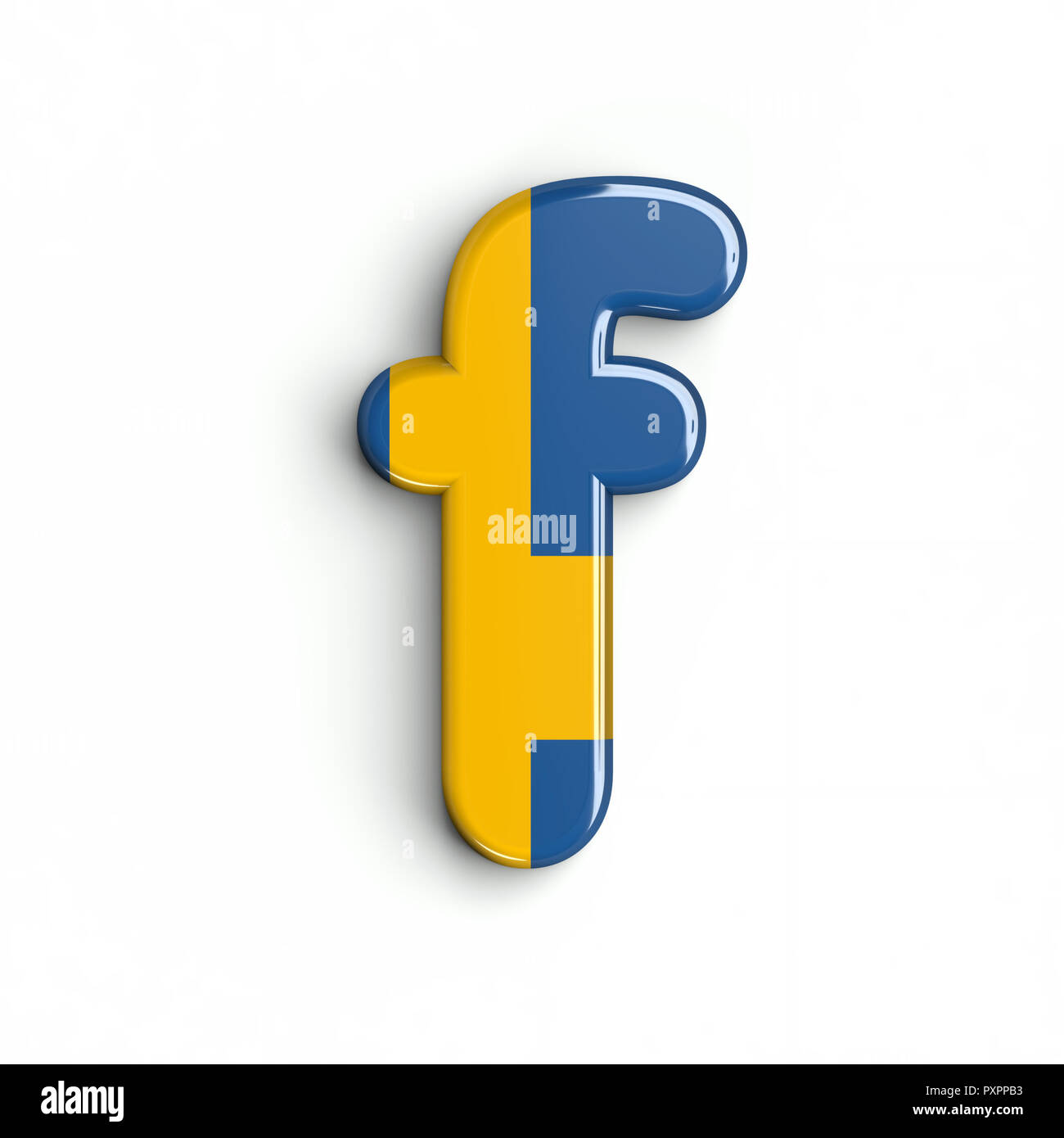 Sweden flag letter F - Small 3d swedish font isolated on white ...