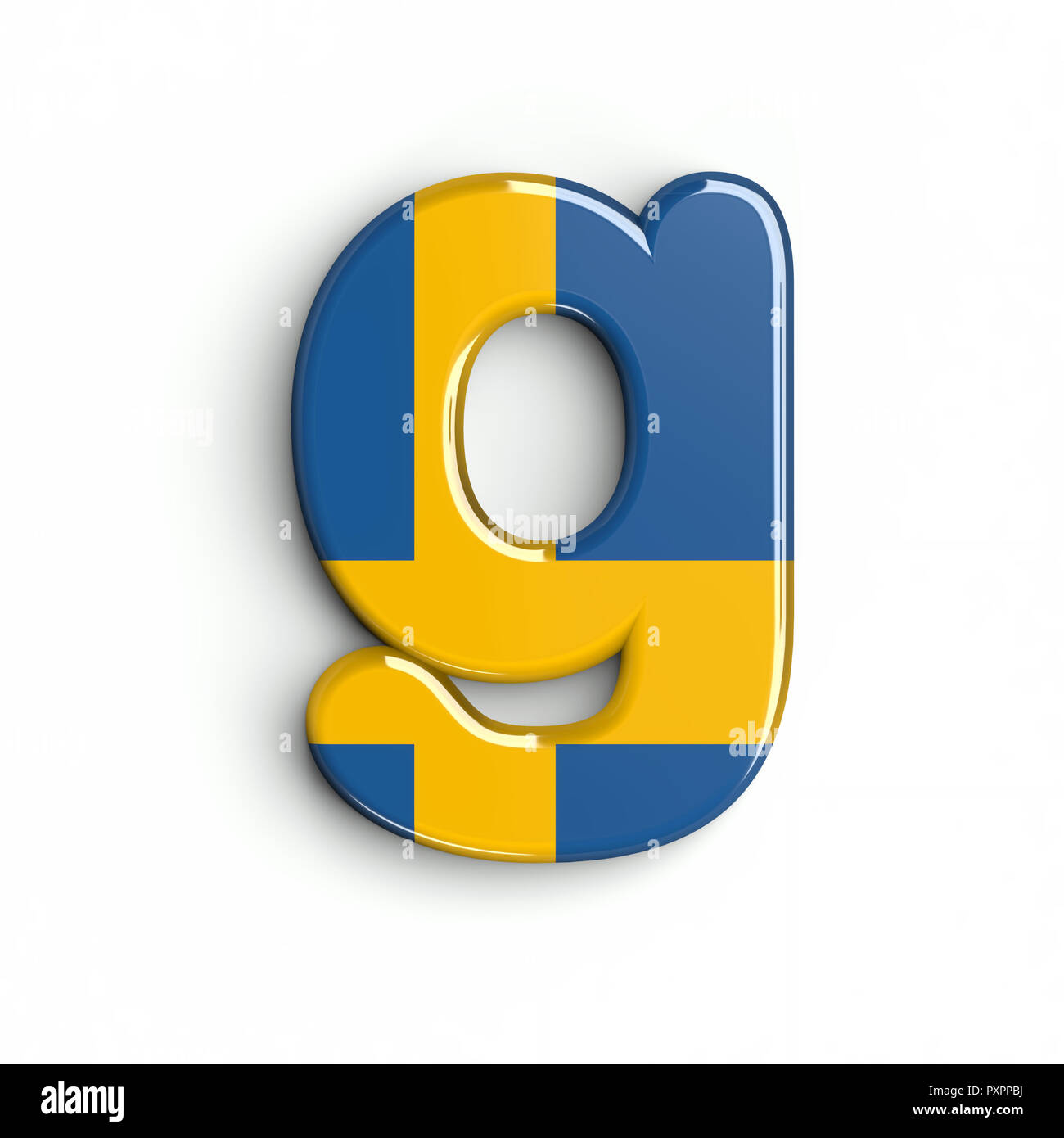 Sweden flag letter G - Lowercase 3d swedish font isolated on white ...