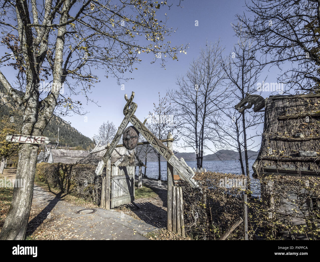 Flake Viking village, lake Walchensee, Bavaria, Germany Stock Photo - Alamy