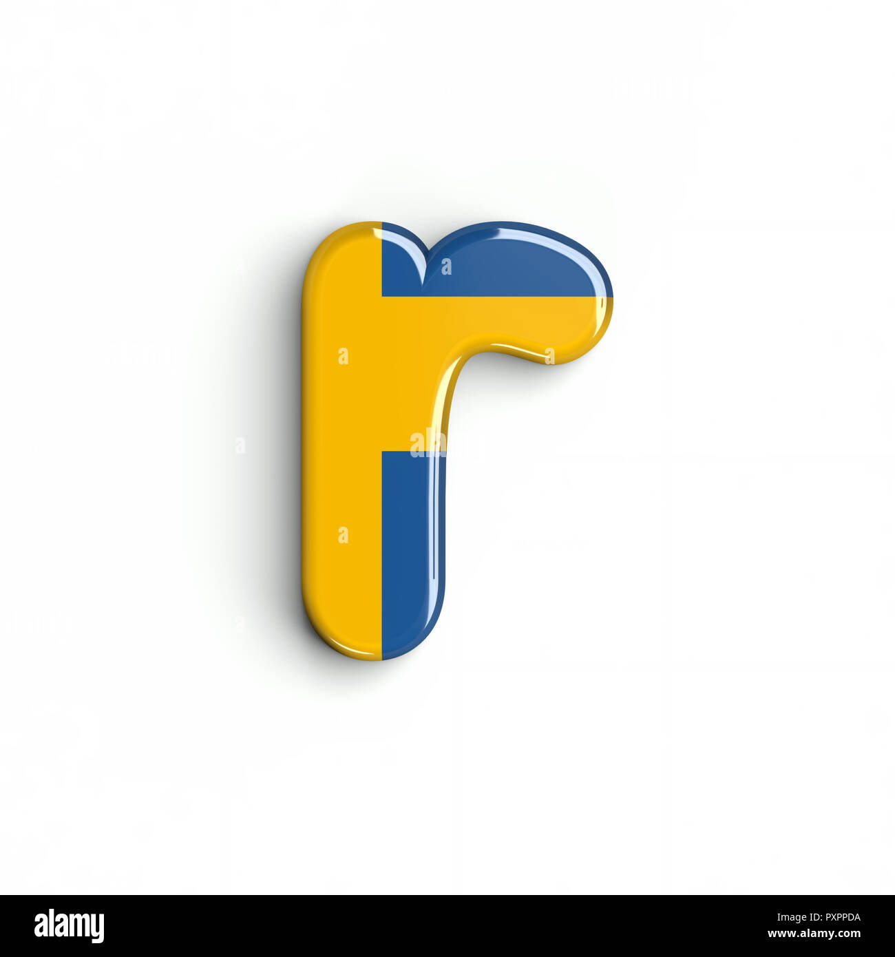 Sweden flag letter R - Small 3d swedish font isolated on white ...