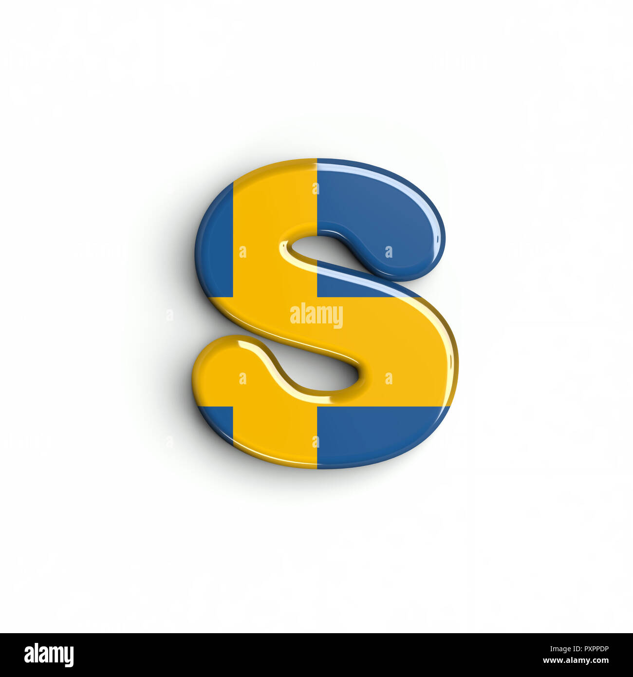 Sweden flag letter S - Lowercase 3d swedish font isolated on white ...