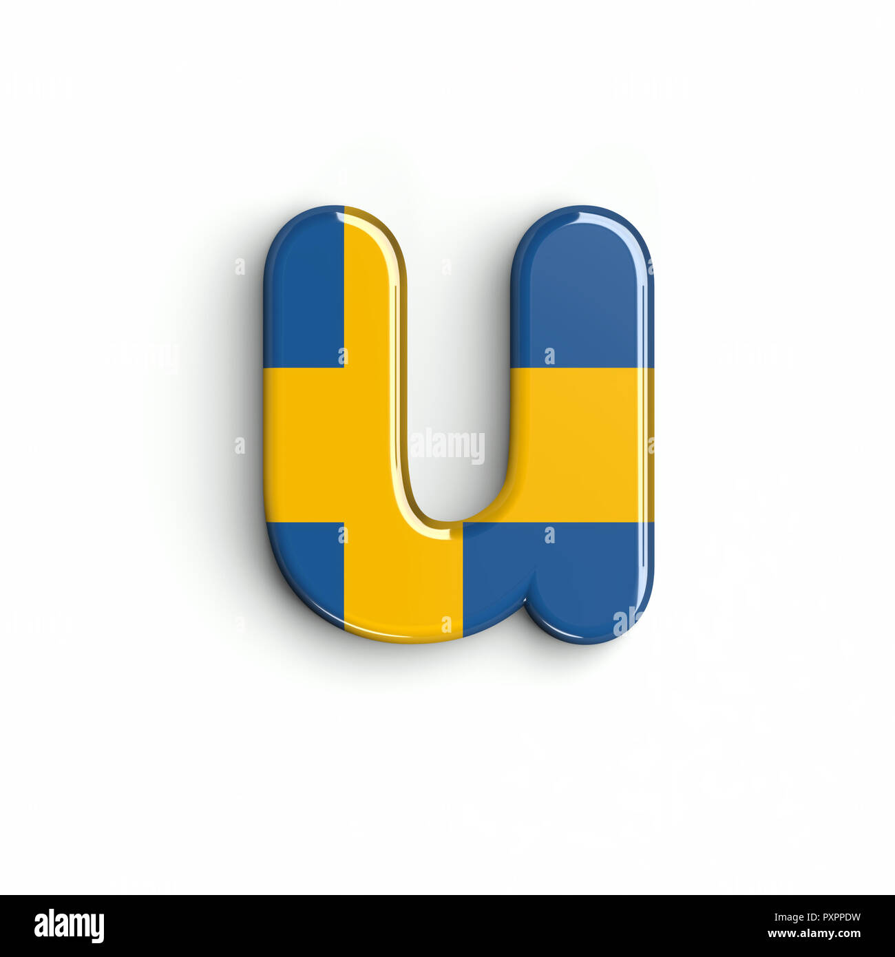 Sweden flag letter U - Small 3d swedish font isolated on white ...