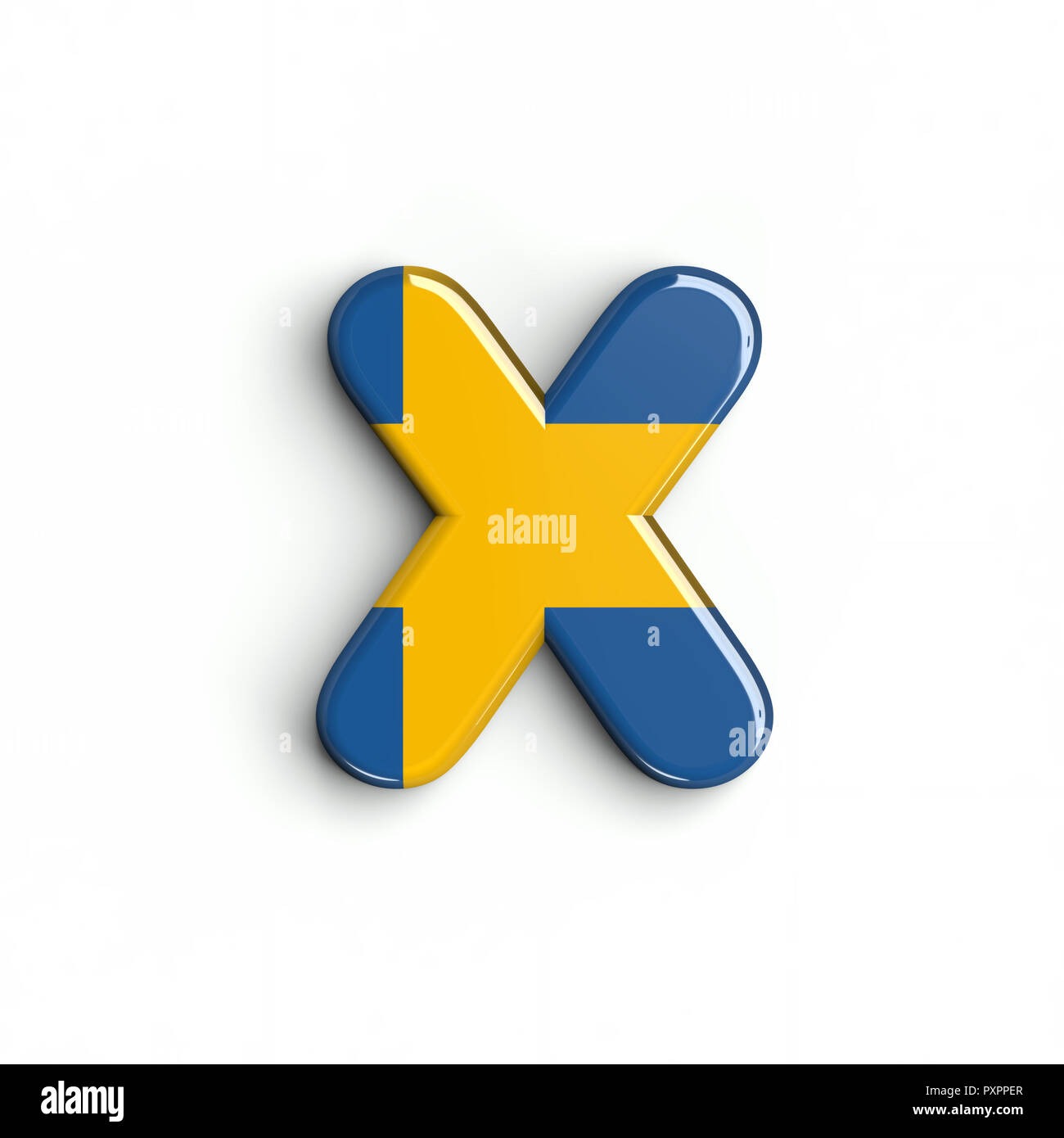 Sweden flag letter X - Small 3d swedish font isolated on white ...