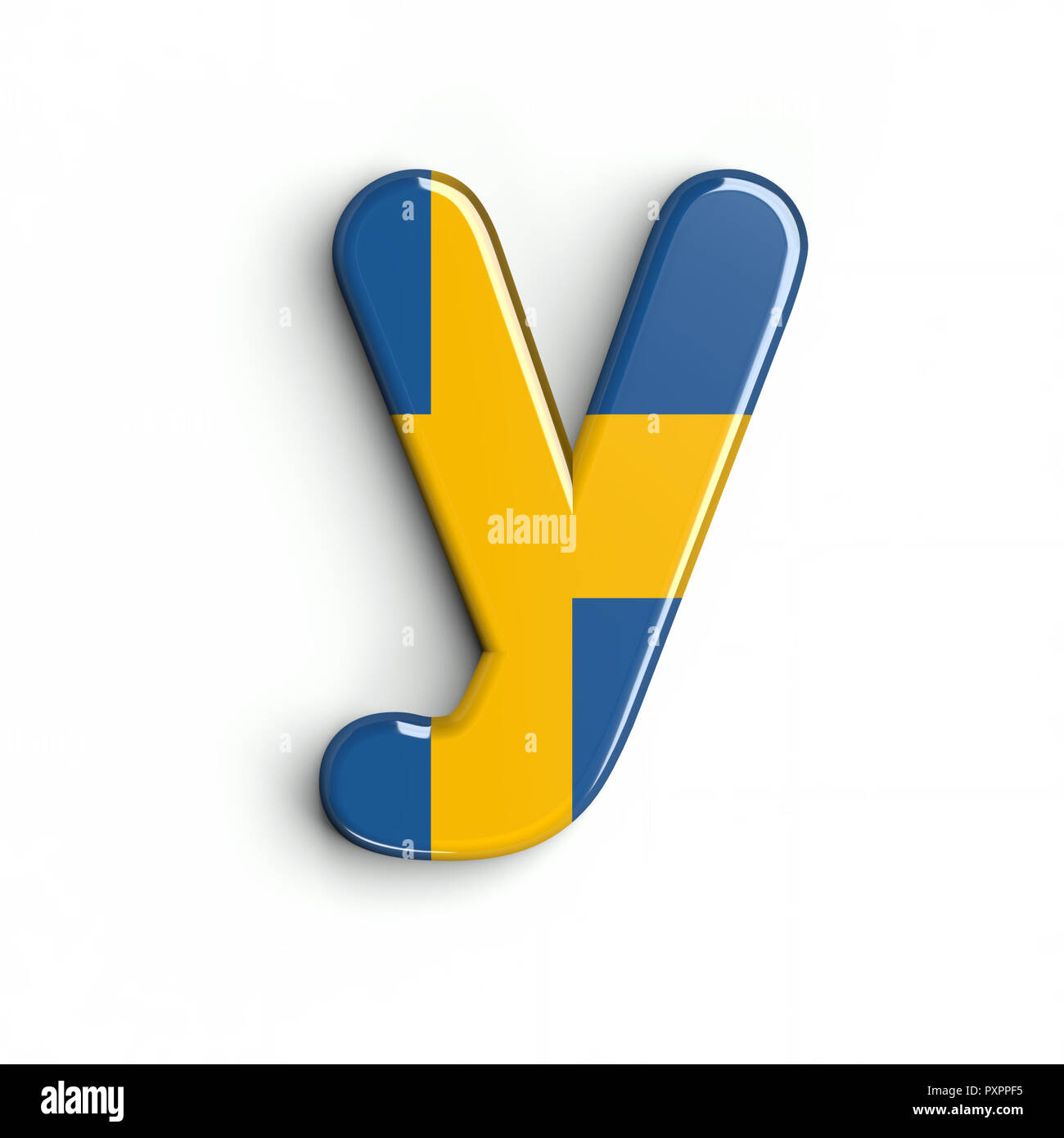 Sweden flag letter Y - Lowercase 3d swedish font isolated on white ...