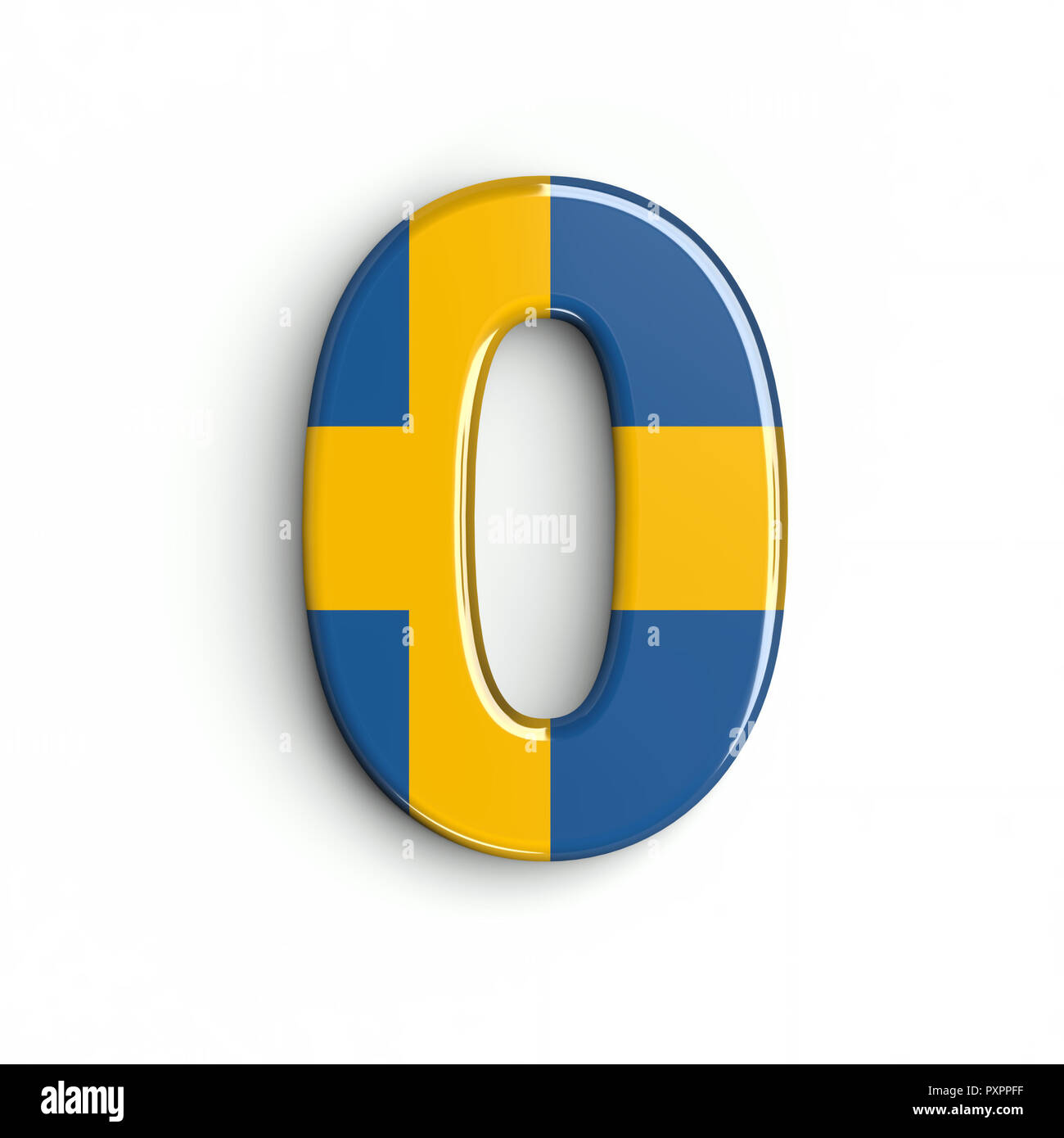 Sweden flag number 0 - 3d swedish digit isolated on white background ...