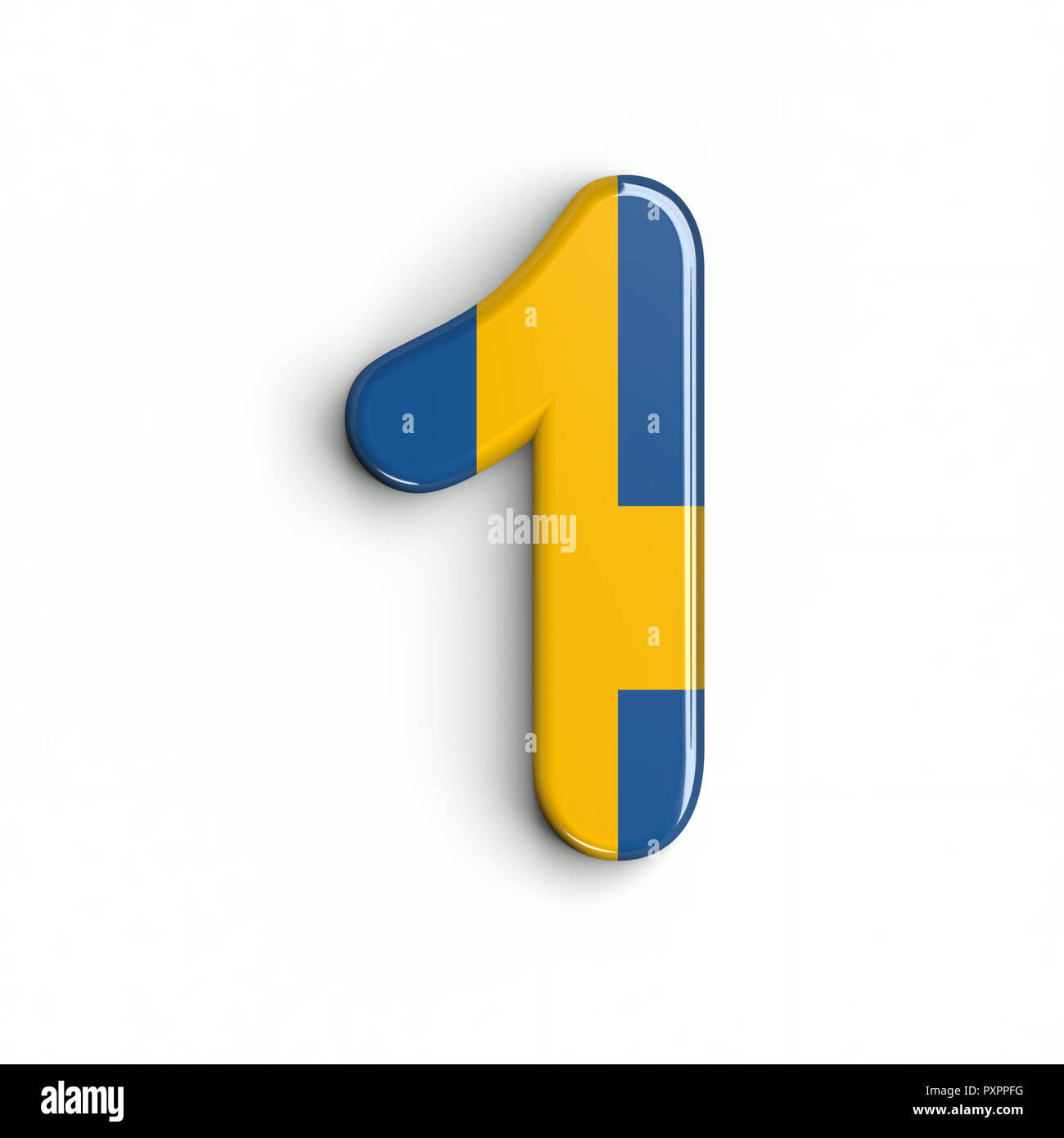 Sweden flag number 1 - 3d swedish digit isolated on white background ...