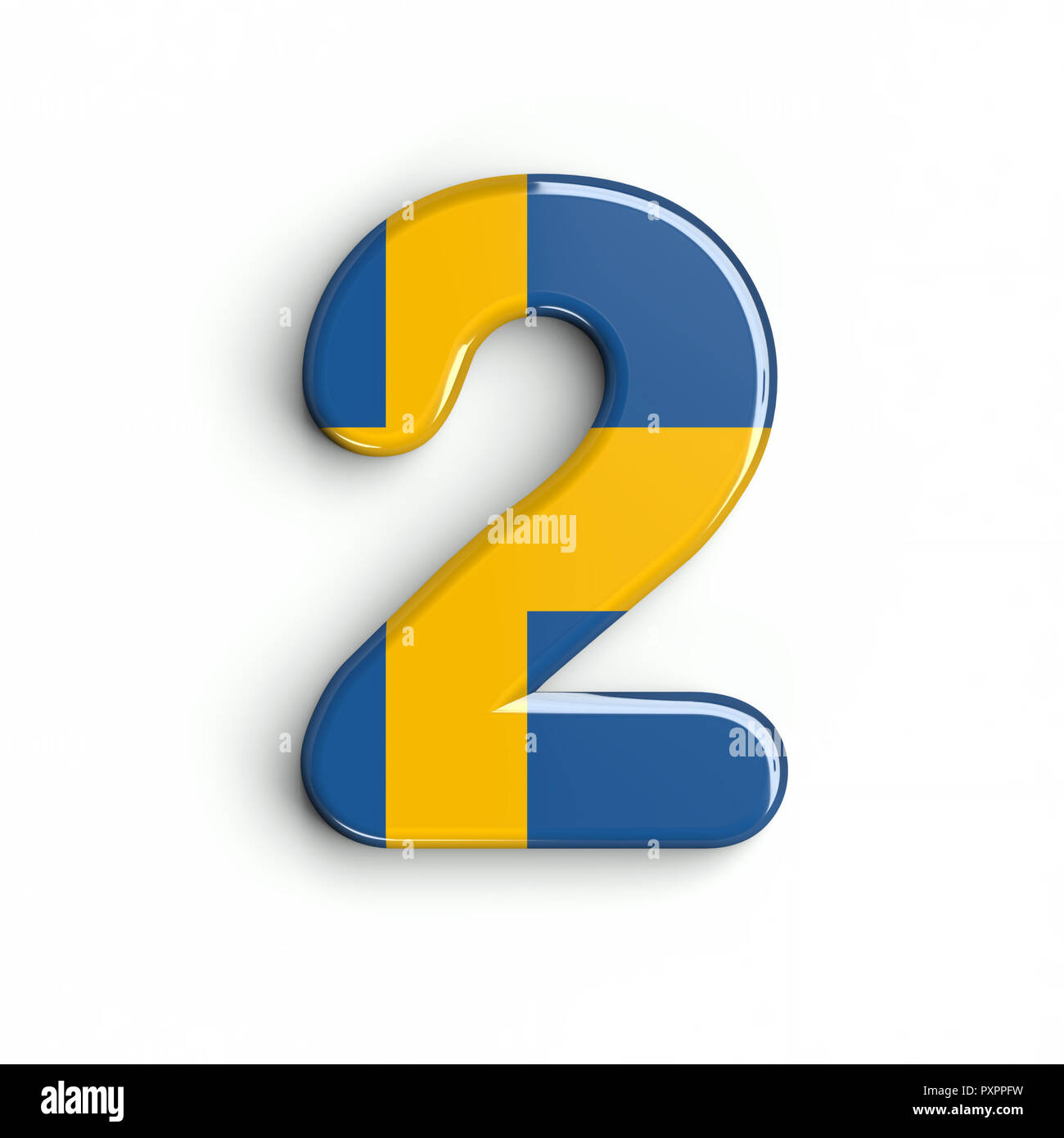 Sweden flag number 2 - 3d swedish digit isolated on white background ...