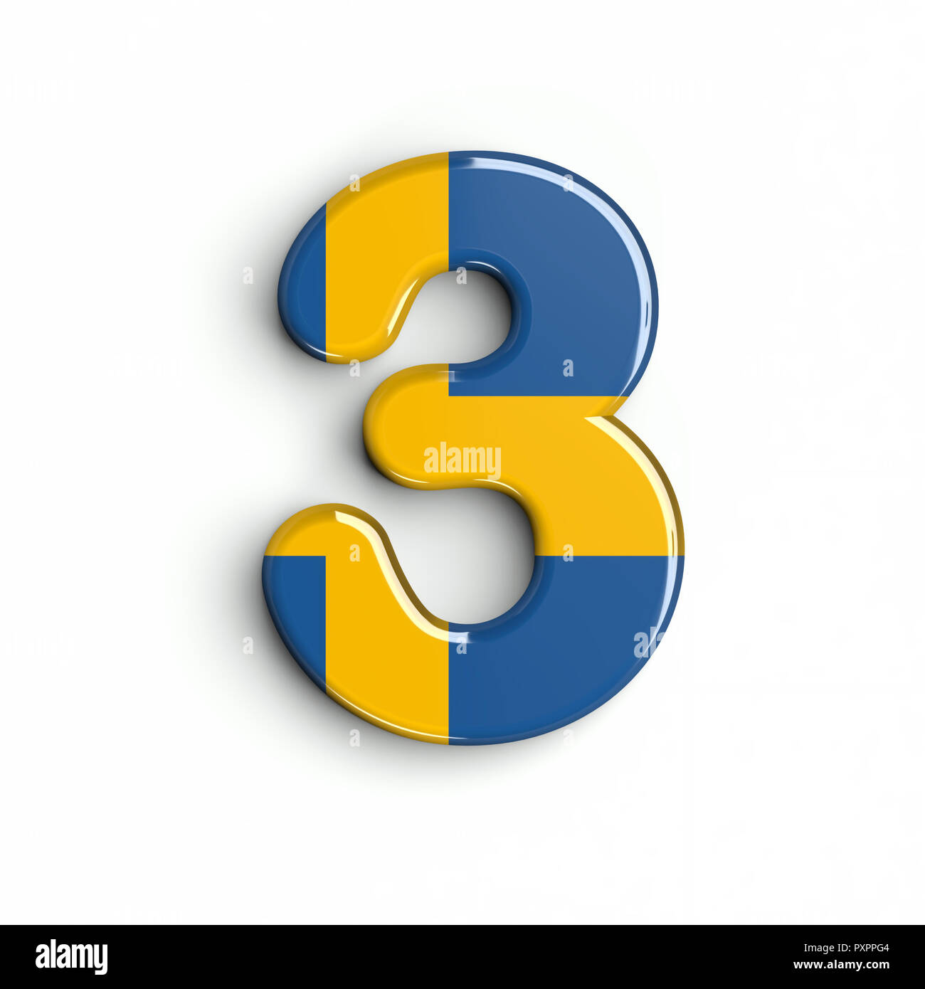 Sweden flag number 3 - 3d swedish digit isolated on white background ...