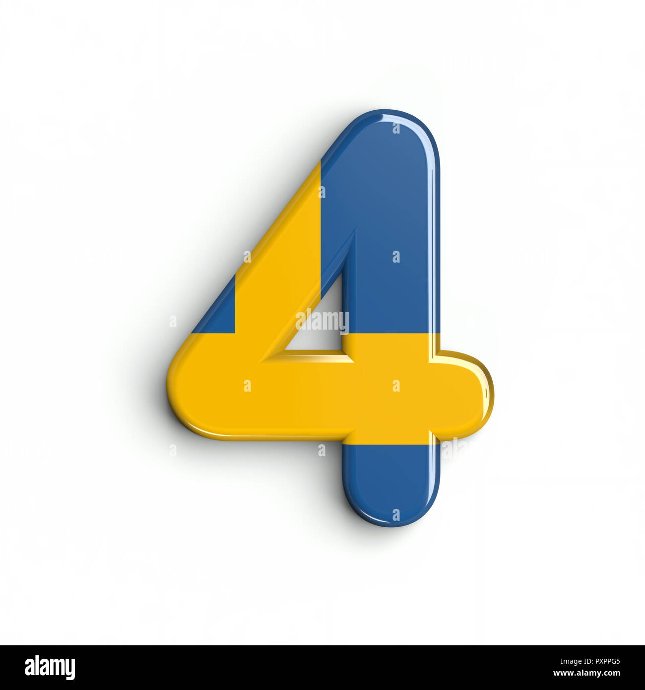 Sweden flag number 4 - 3d swedish digit isolated on white background ...