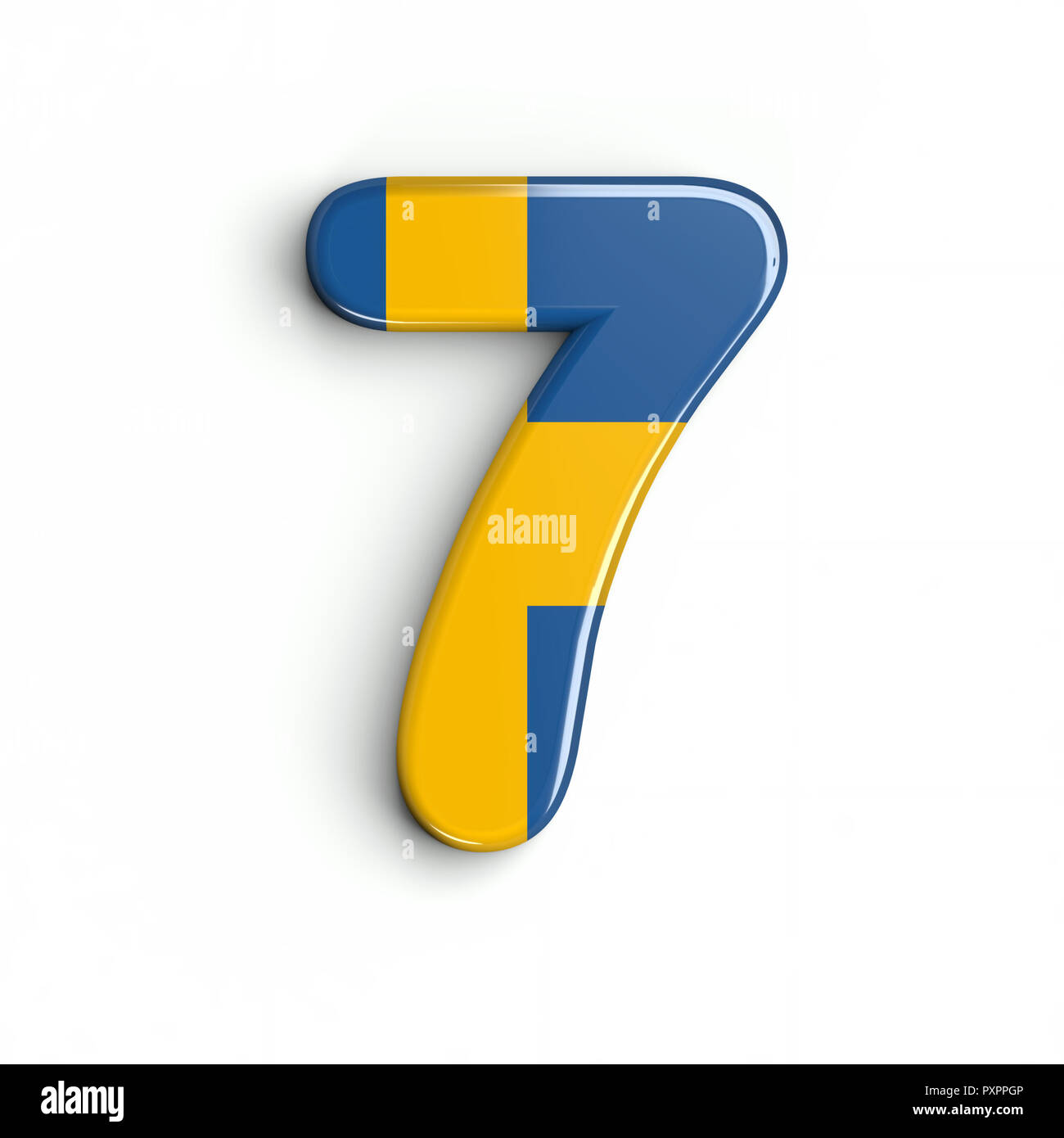 Sweden flag number 7 - 3d swedish digit isolated on white background ...