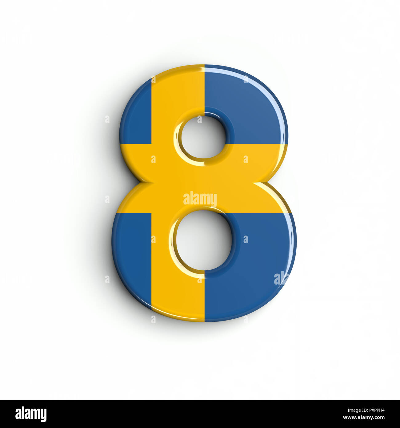 Sweden flag number 8 - 3d swedish digit isolated on white background ...