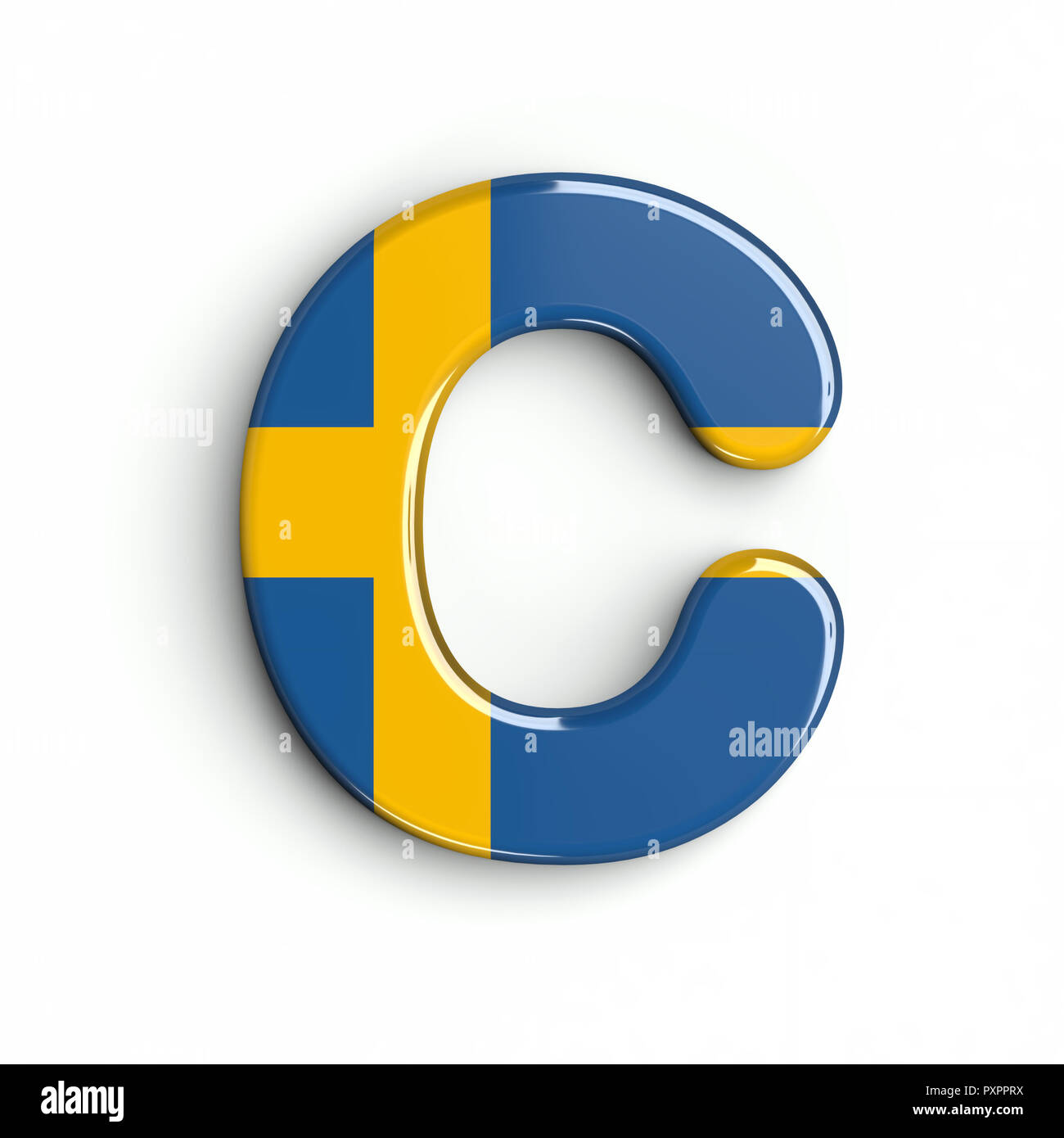 Sweden flag letter C - Capital 3d swedish font isolated on white ...
