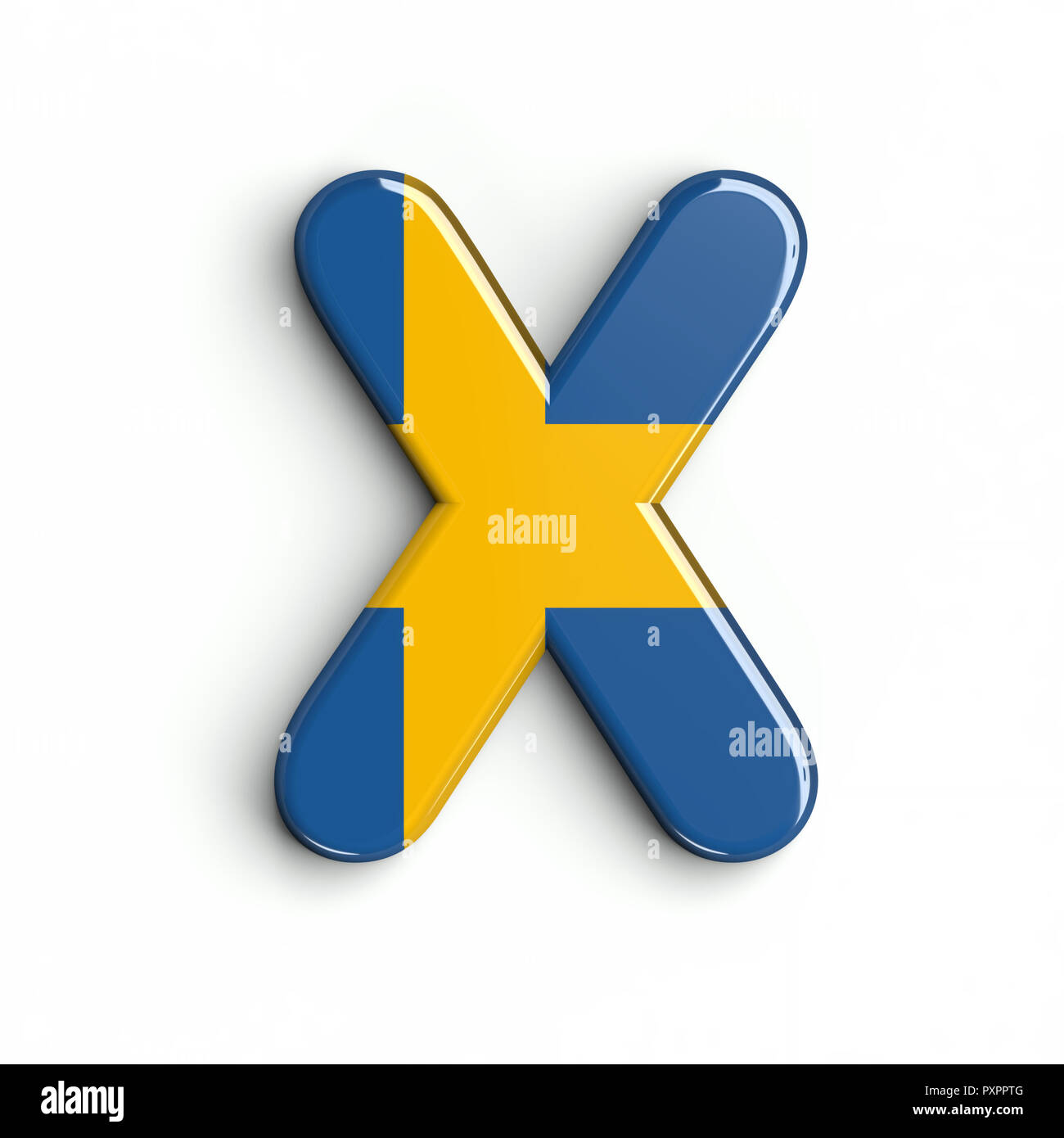 Sweden flag letter X - Upper-case 3d swedish font isolated on white ...