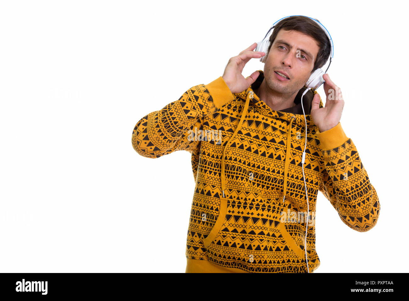 Attractive man listening music hi-res stock photography and images - Alamy