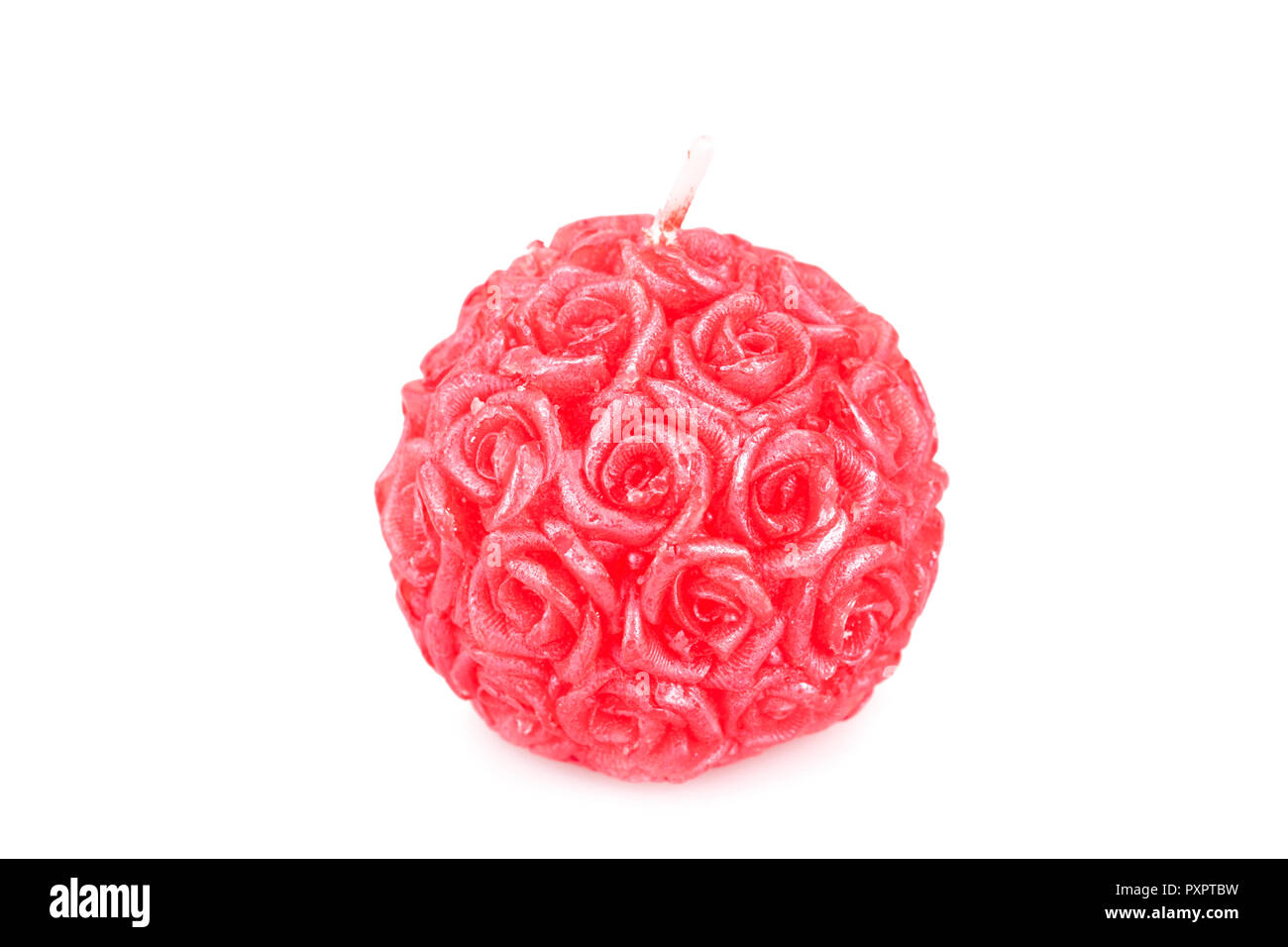 Red round candle isolated on white background Stock Photo - Alamy