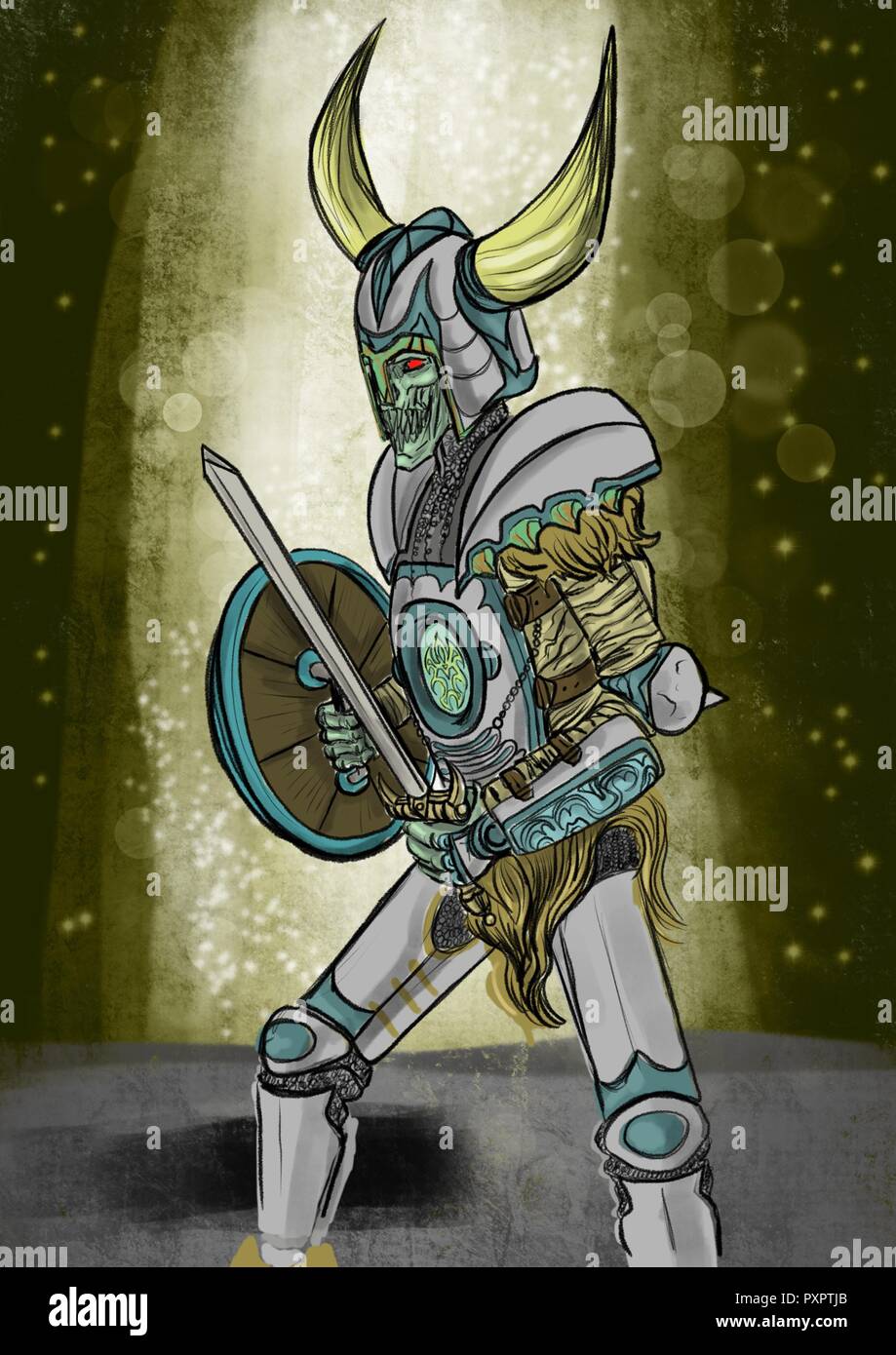 undead viking warrior illustration Stock Photo - Alamy