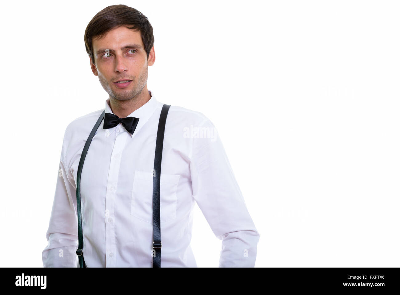 Man Wearing Suspenders Cut Out Stock Images & Pictures - Alamy