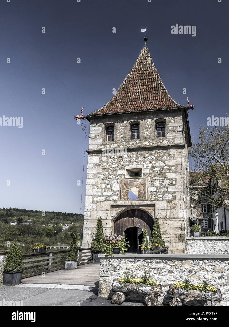 Laufen Castle over the Rhine Falls, at Schaffhausen, Switzerland Stock ...