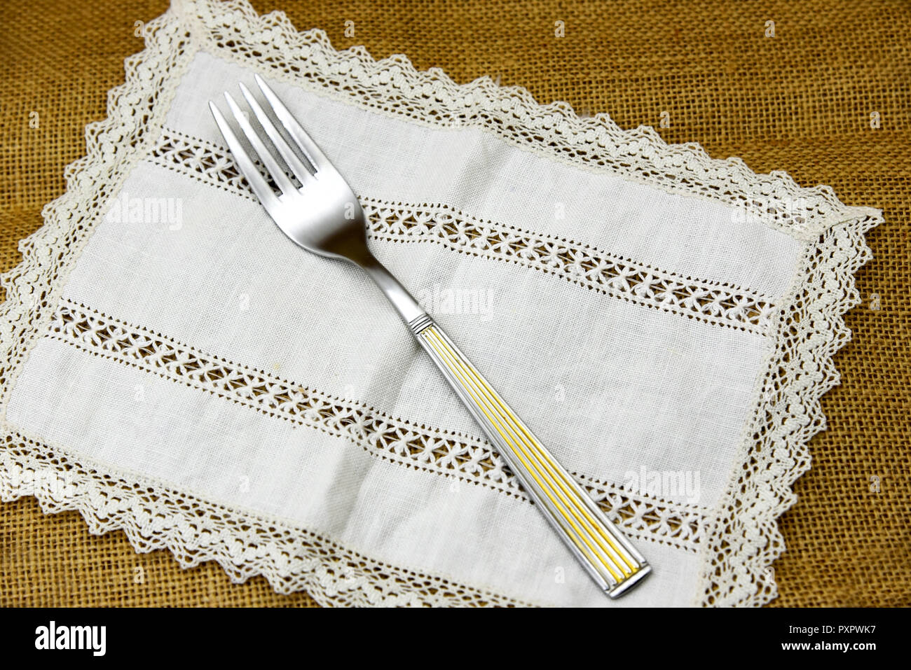 Fork and silk napkin on hi-res stock photography and images - Alamy