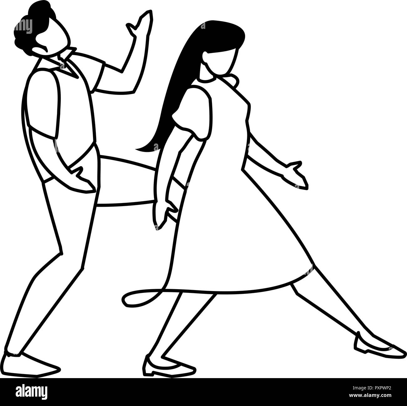 couple of dancers dancing over white background, vector illustration ...