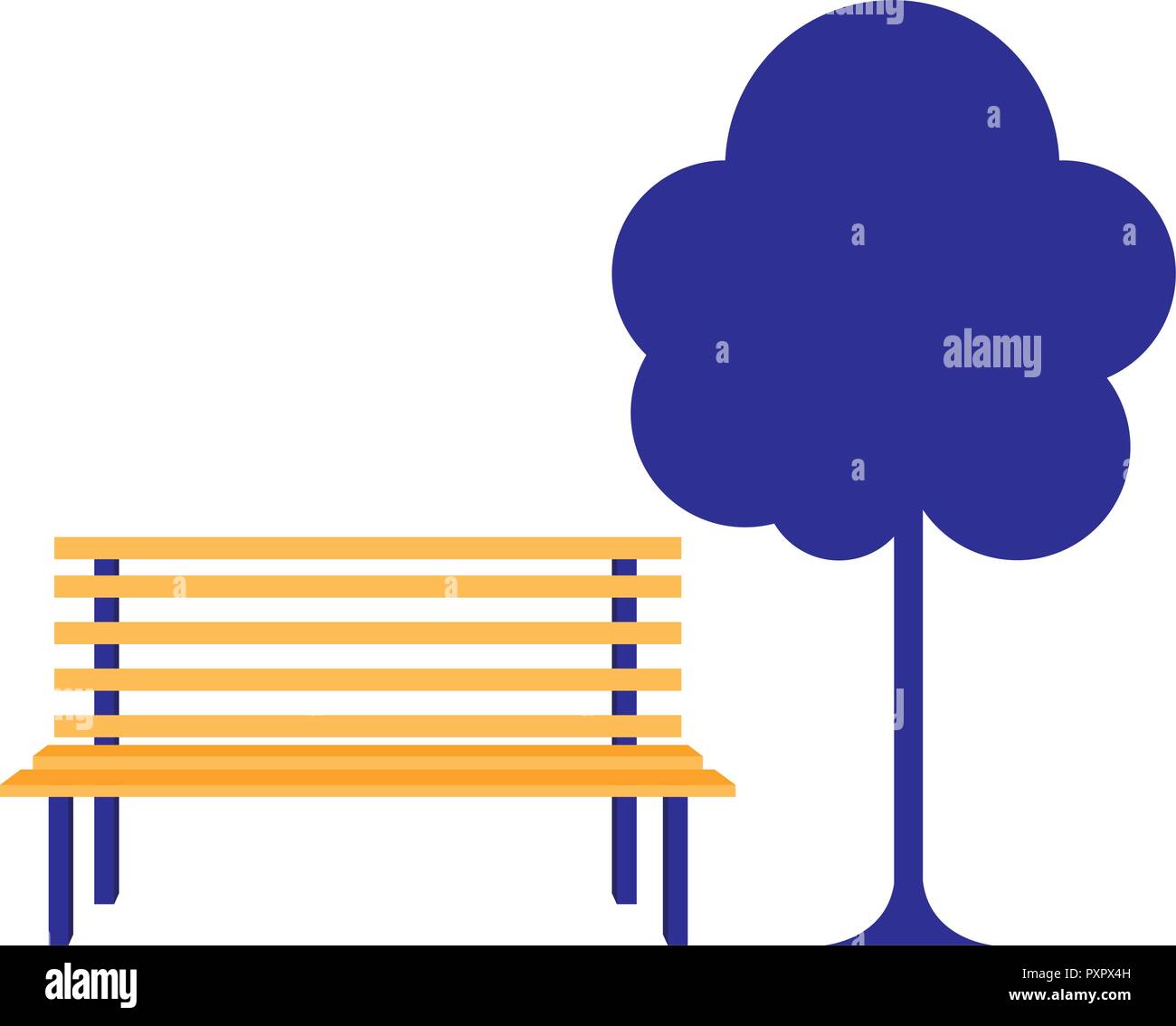 tree and park bench icon over white background, vector illustration ...