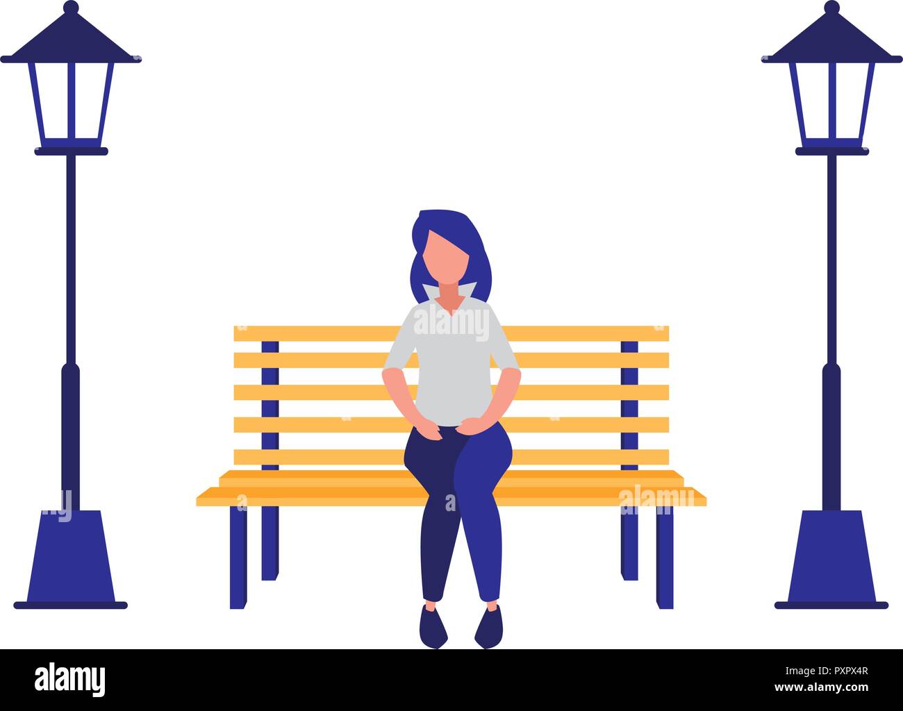 woman sitting on bench icon over white background, vector illustration ...