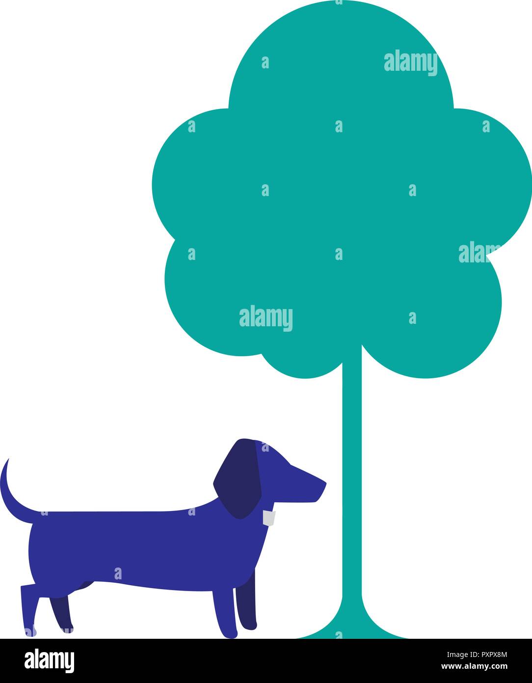 dog and tree over white background, vector illustration Stock Vector ...