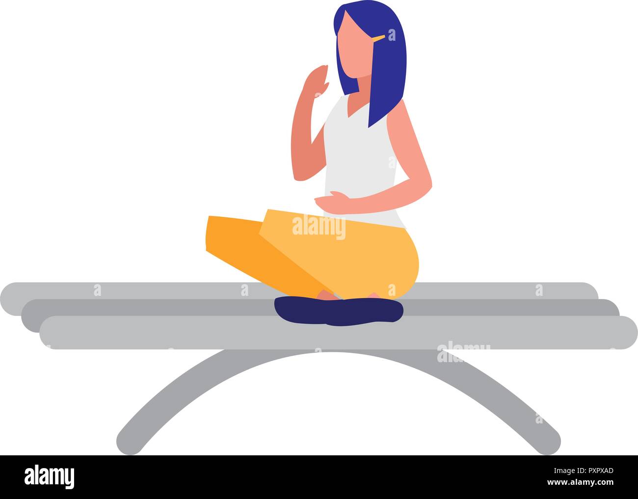 woman sitting on bench icon over white background, vector illustration ...