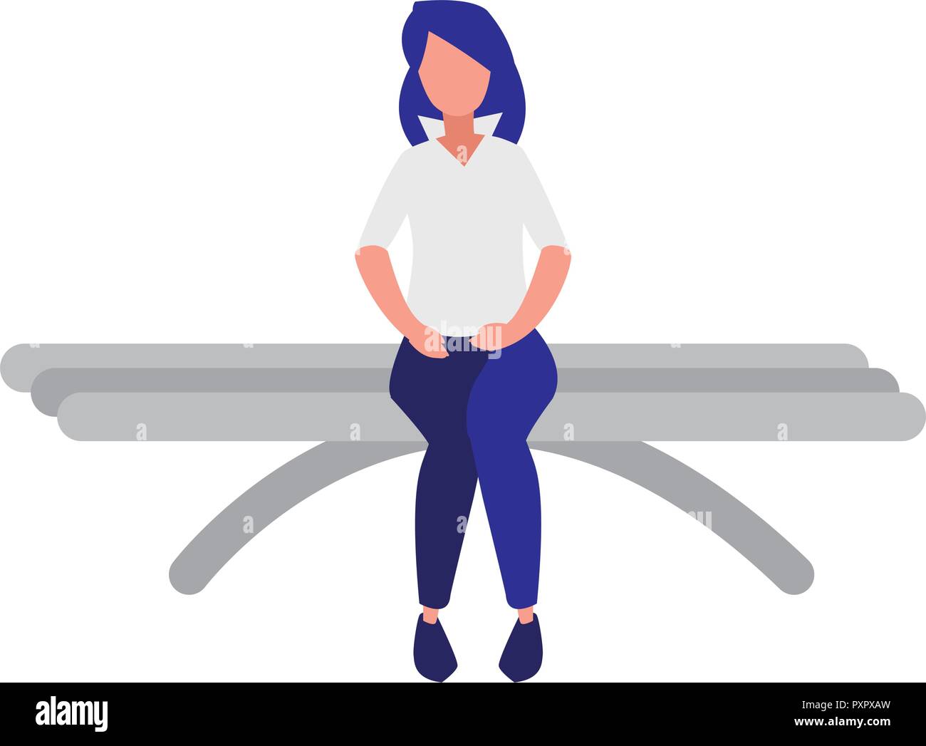woman sitting on bench icon over white background, vector illustration ...