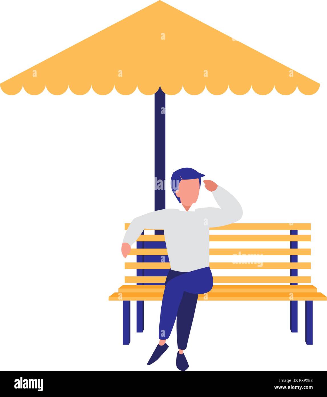 man sitting on bench over white background, vector illustration Stock ...