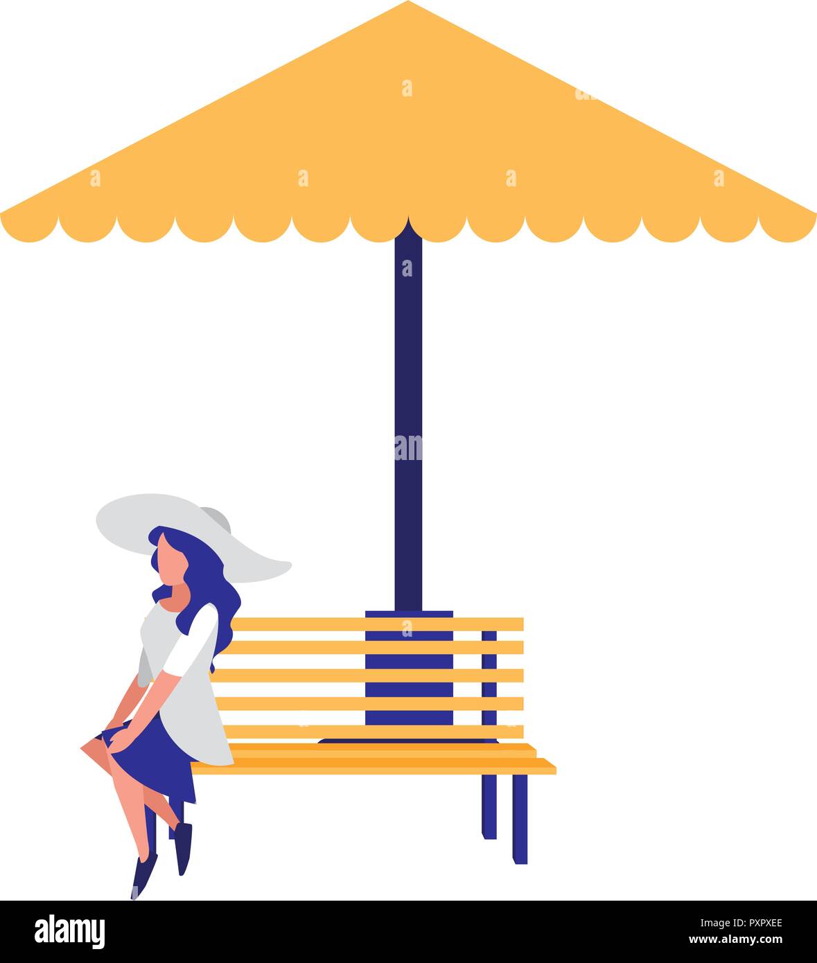 woman sitting on bench icon over white background, vector illustration ...