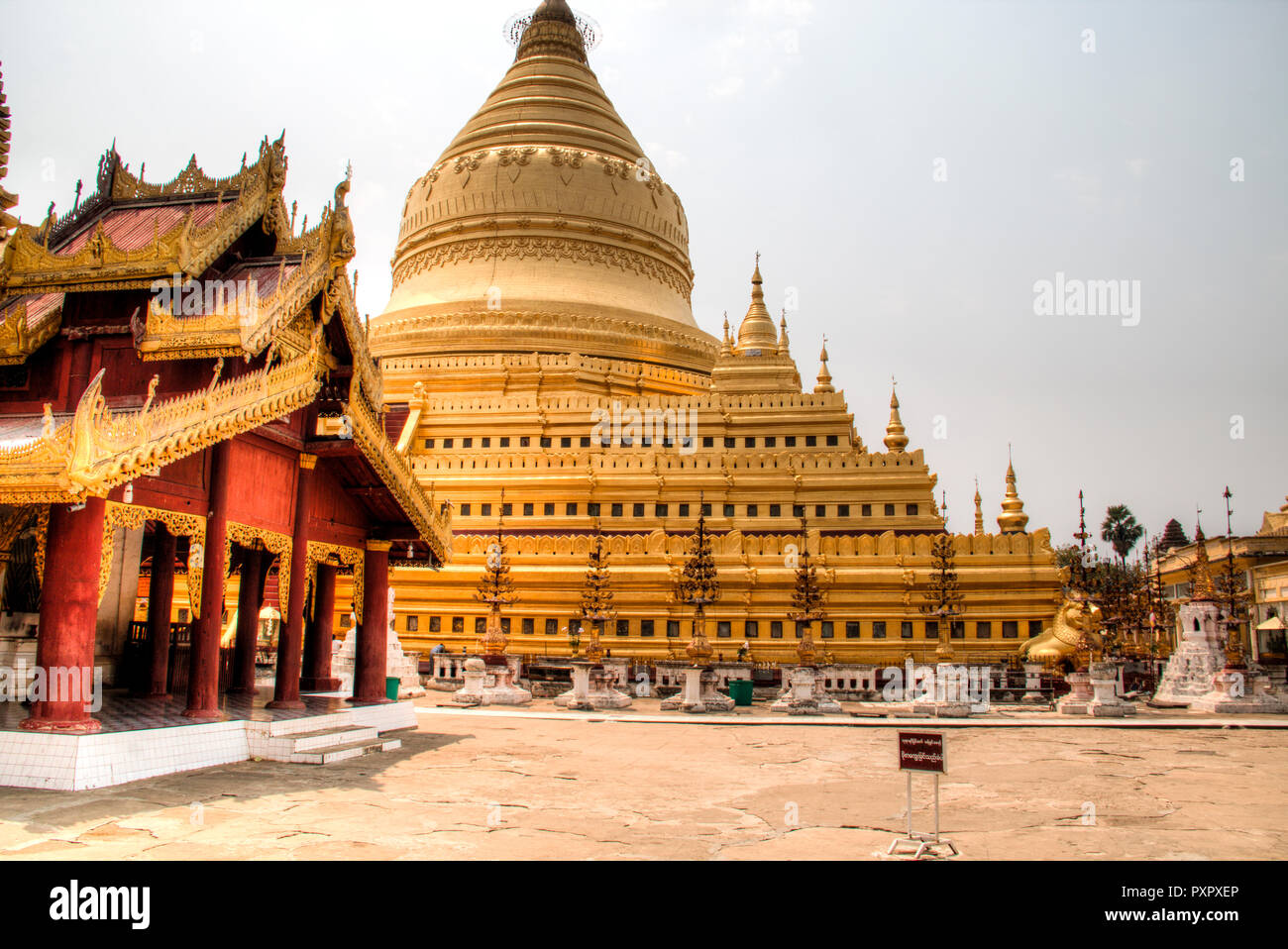 Amazing golden temple in Bagan, a historical site in Myanmar Stock ...