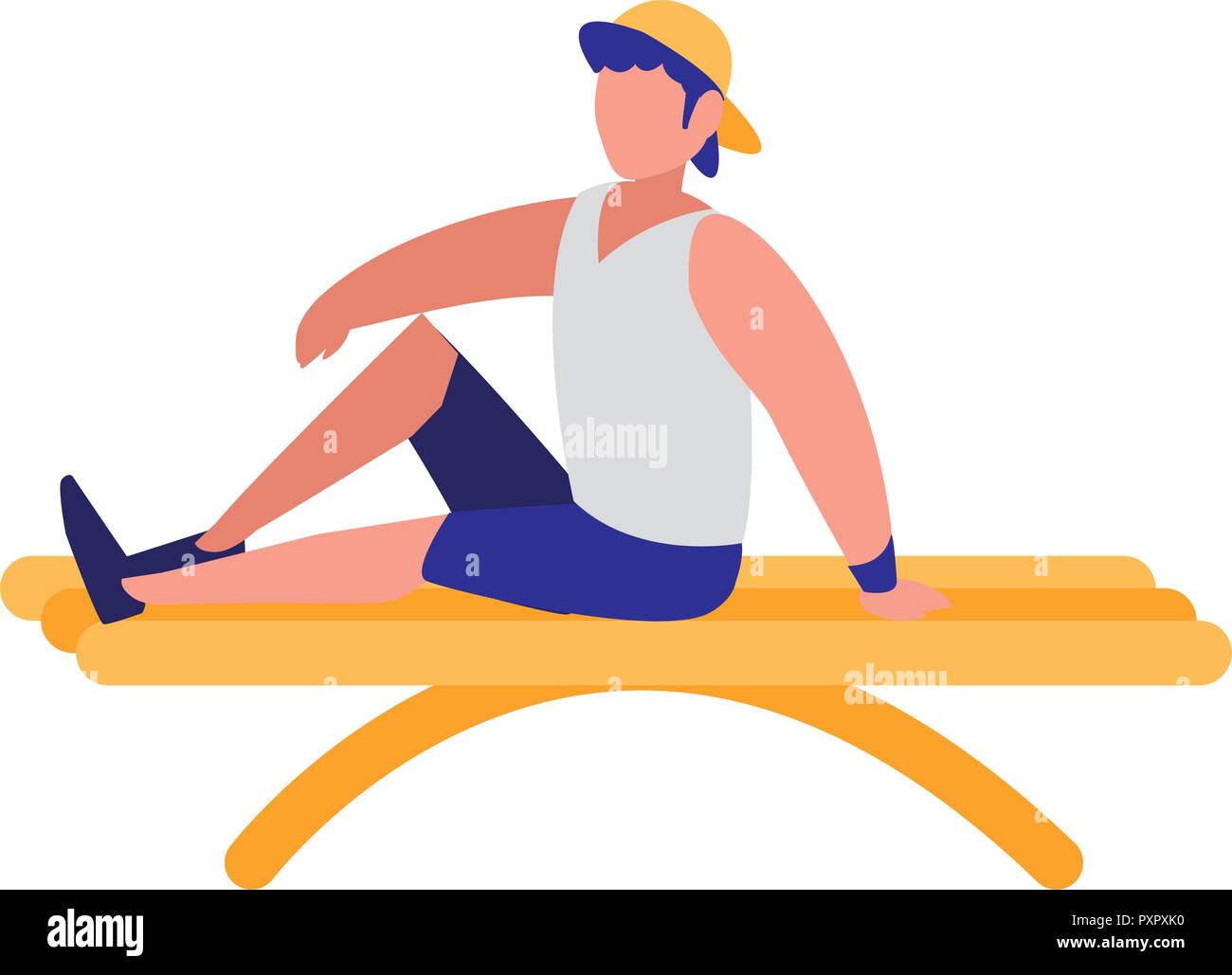 man sitting on bench over white background, vector illustration Stock ...