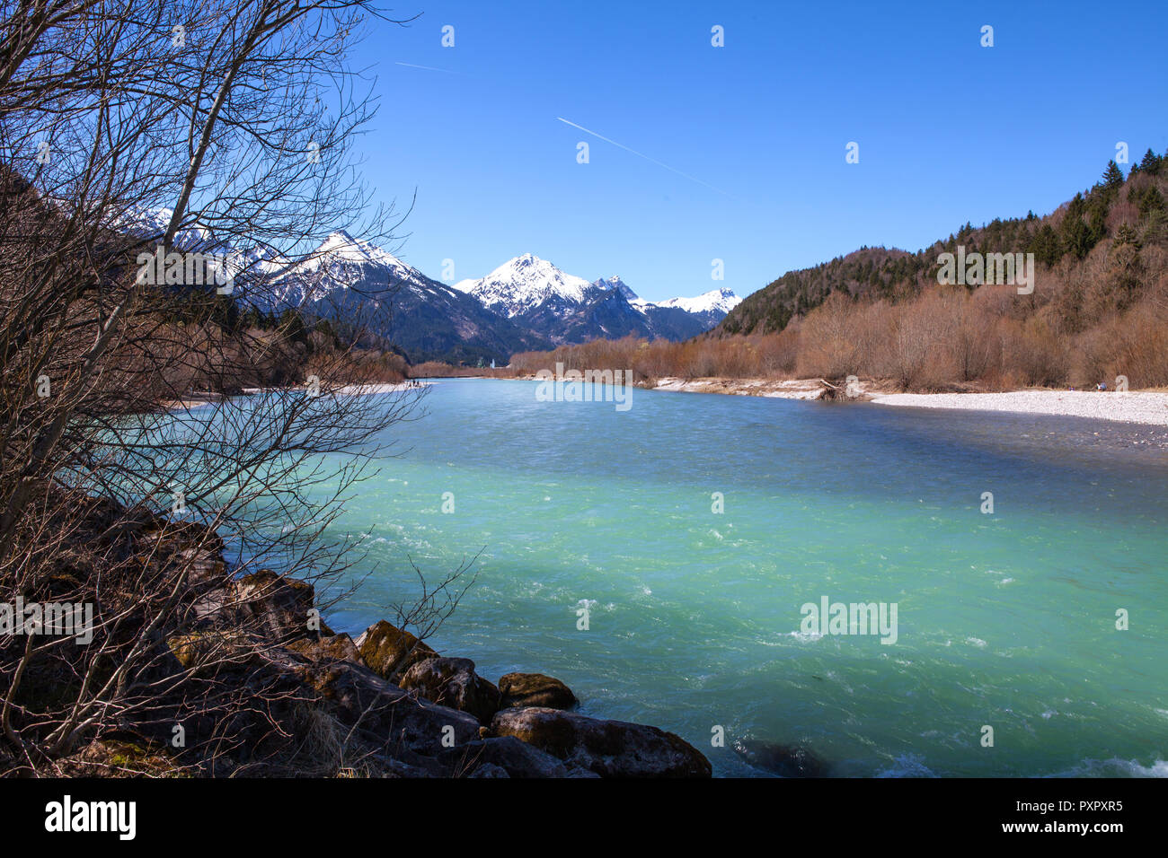 Lech river in Bavarian Alps, Germany Stock Photo - Alamy