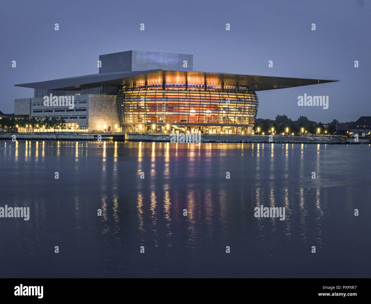 Copenhagen Opera House at Night, Copenhagen, Denmark, Europe Stock ...