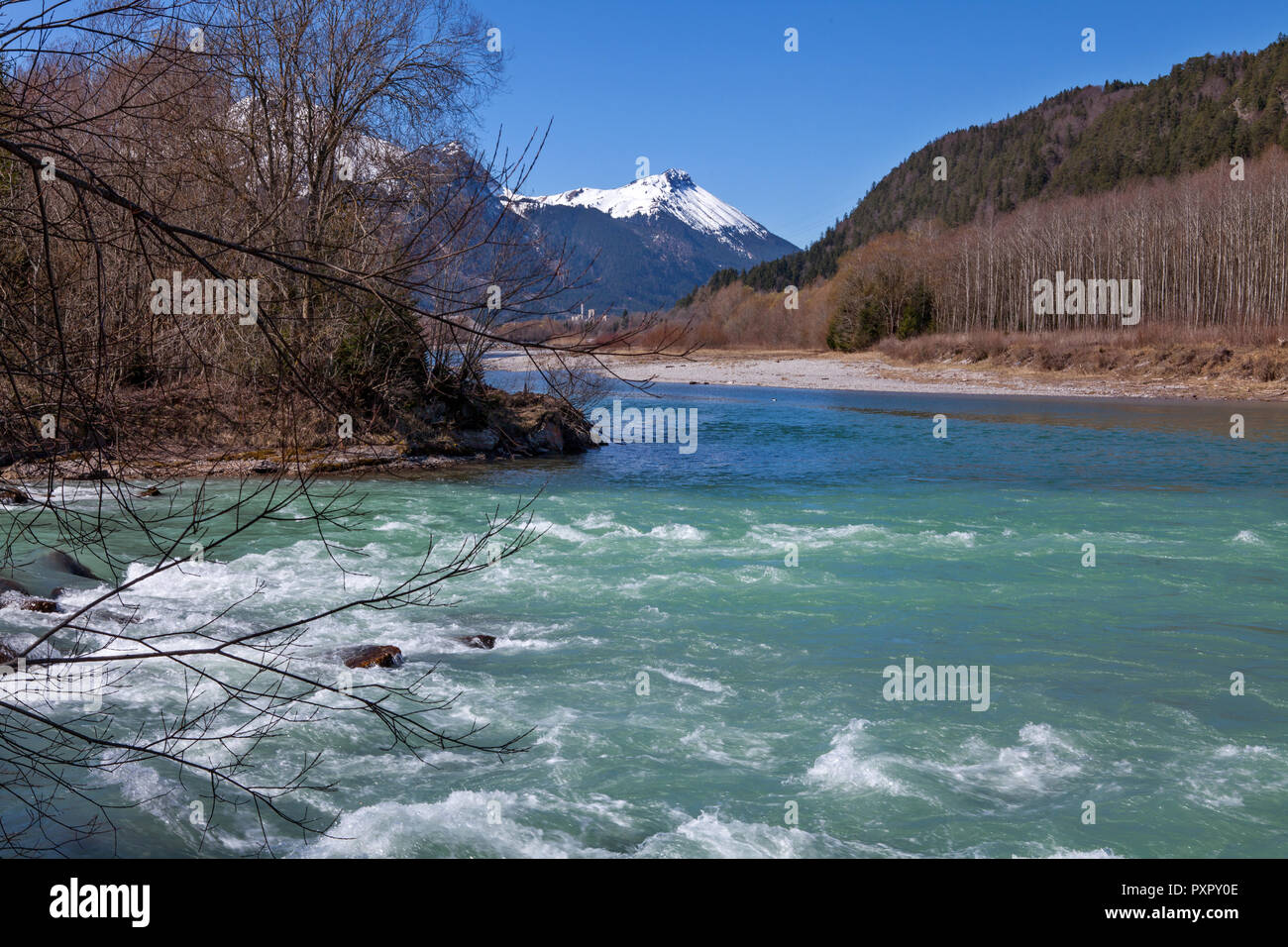 Lech river in Bavarian Alps, Germany Stock Photo - Alamy