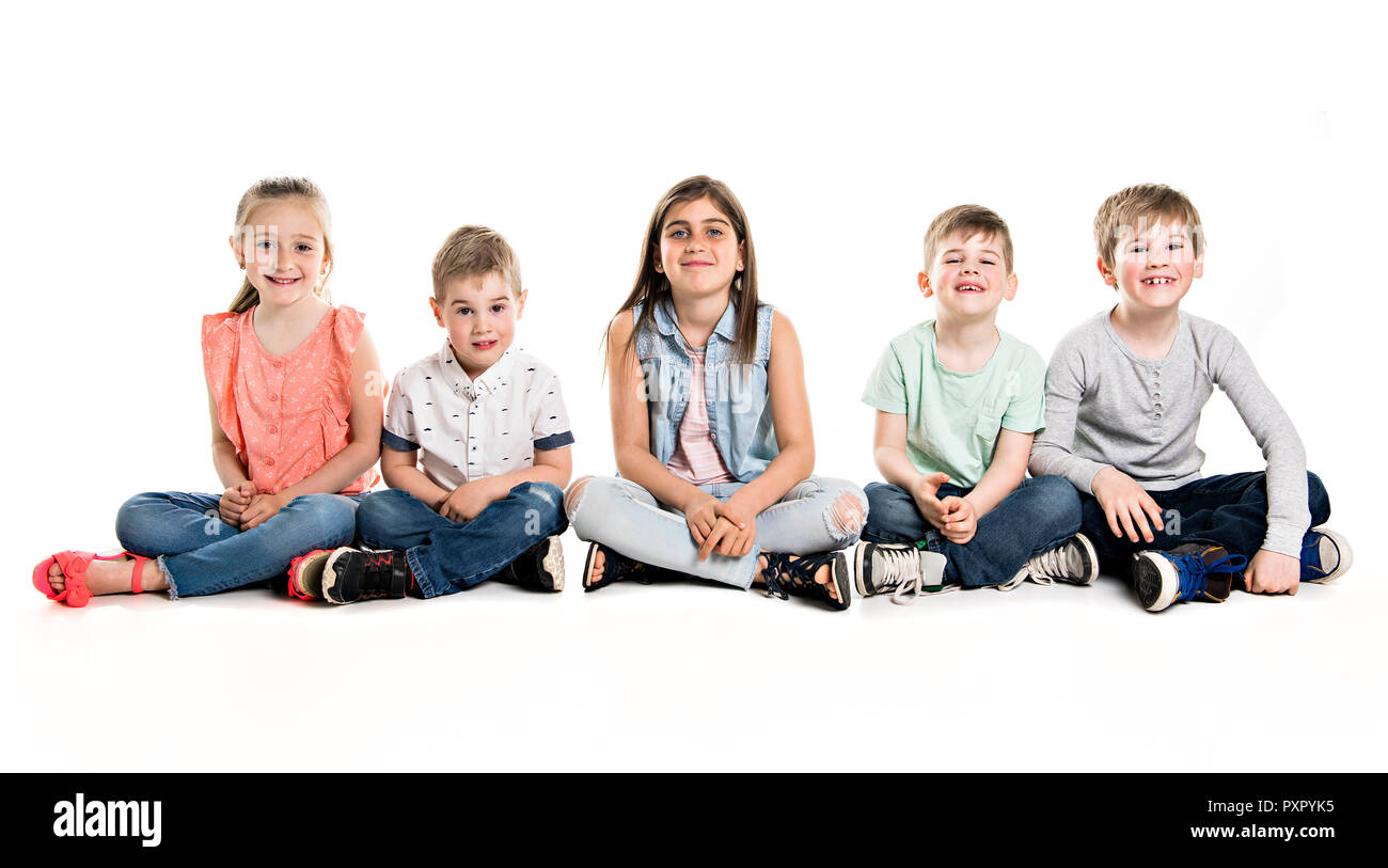 Group Of five Young Children In Studio Stock Photo - Alamy