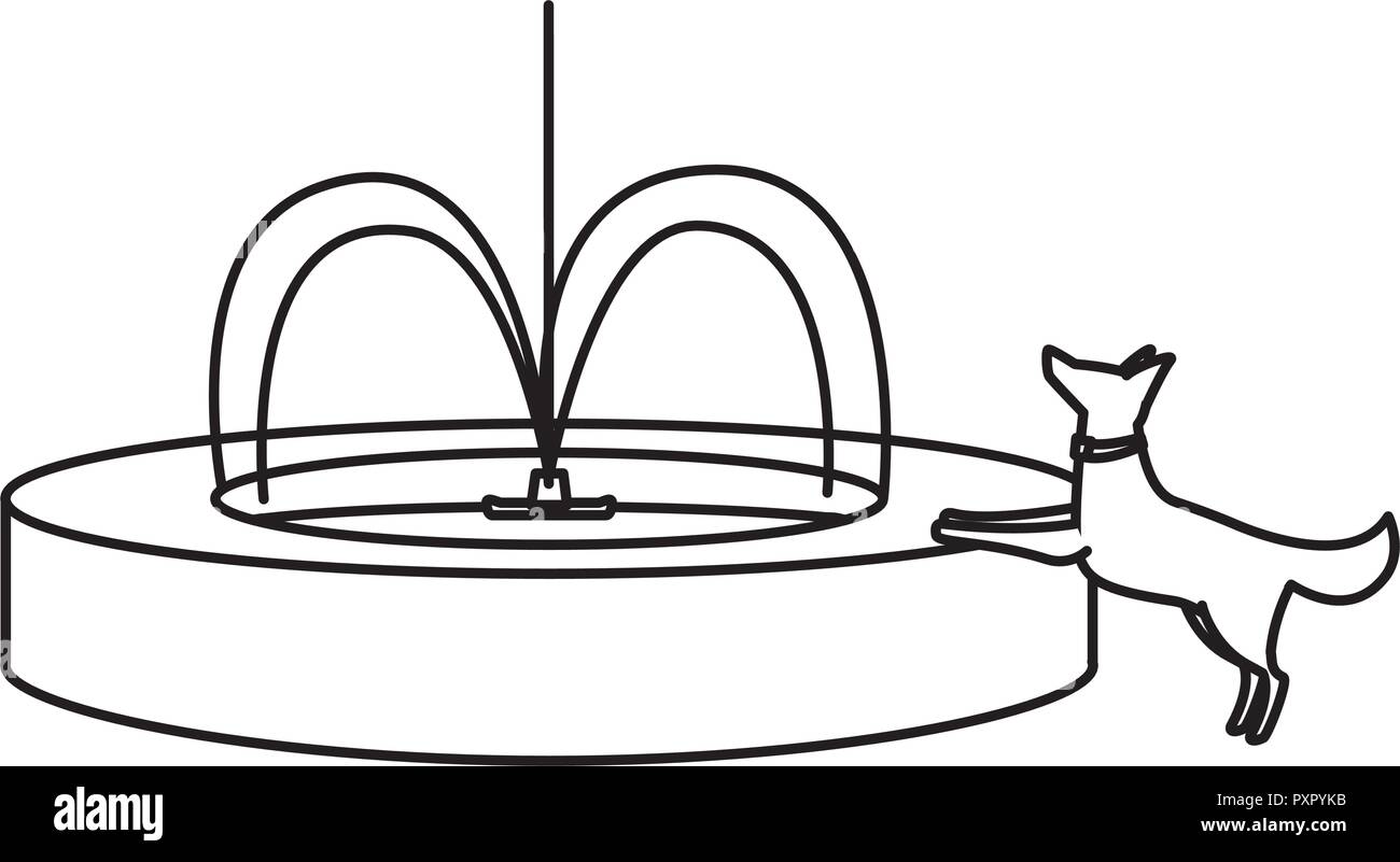 dog around water fountain over white background, vector illustration ...