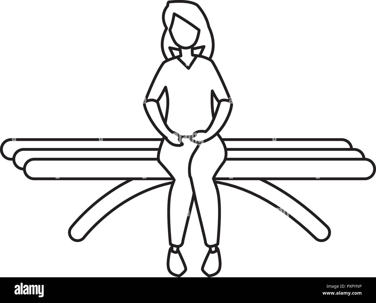woman sitting on bench icon over white background, vector illustration ...